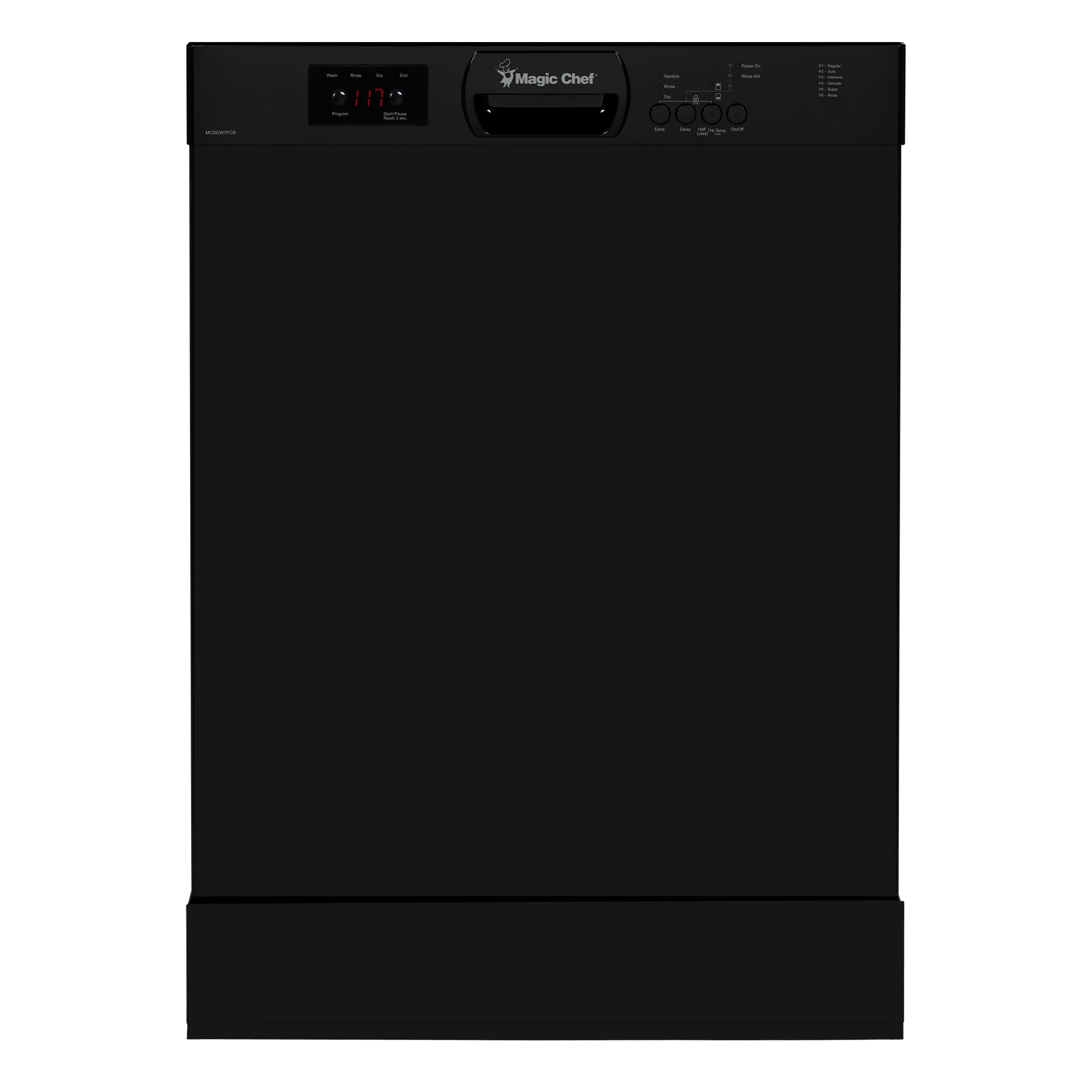 Magic Chef 24 in. Black Front Control Built-in Stainless Steel Tall Tub ...