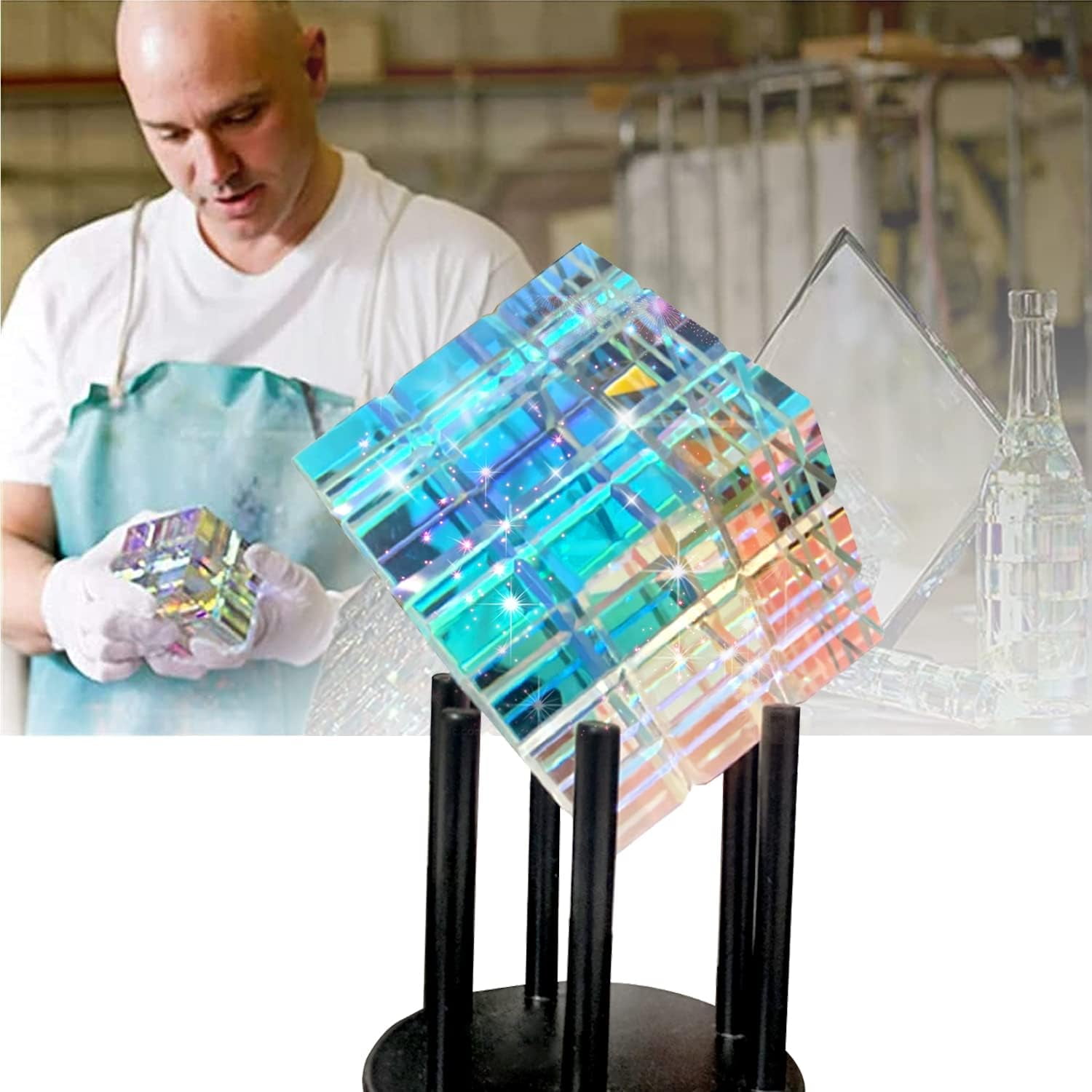 Magic Chroma Cube Art Decoration Ornaments,Light Refraction Glass ...