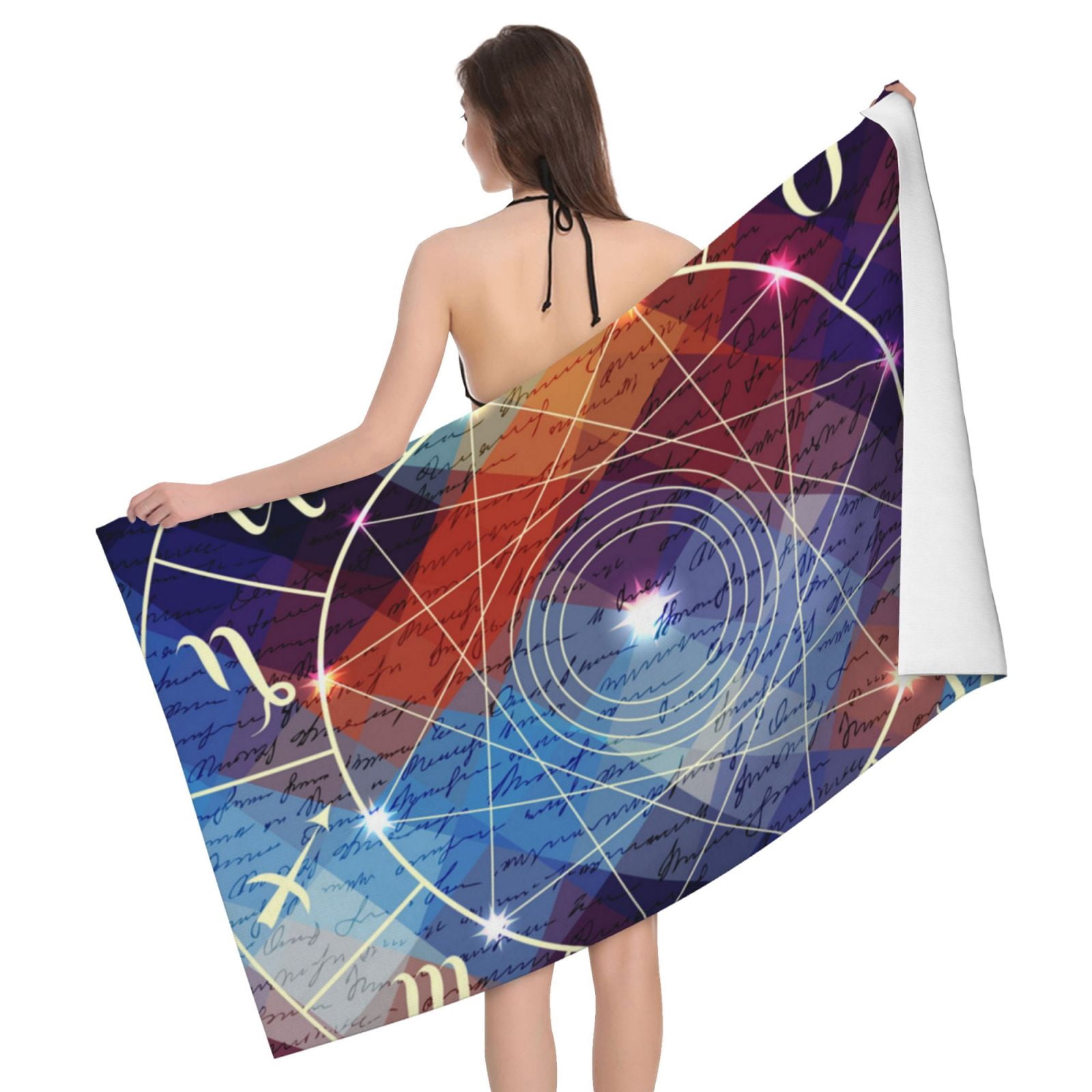 Magic Circle With Zodiacs Sign Beach Bath Towel Gym Spa Shower Towels ...