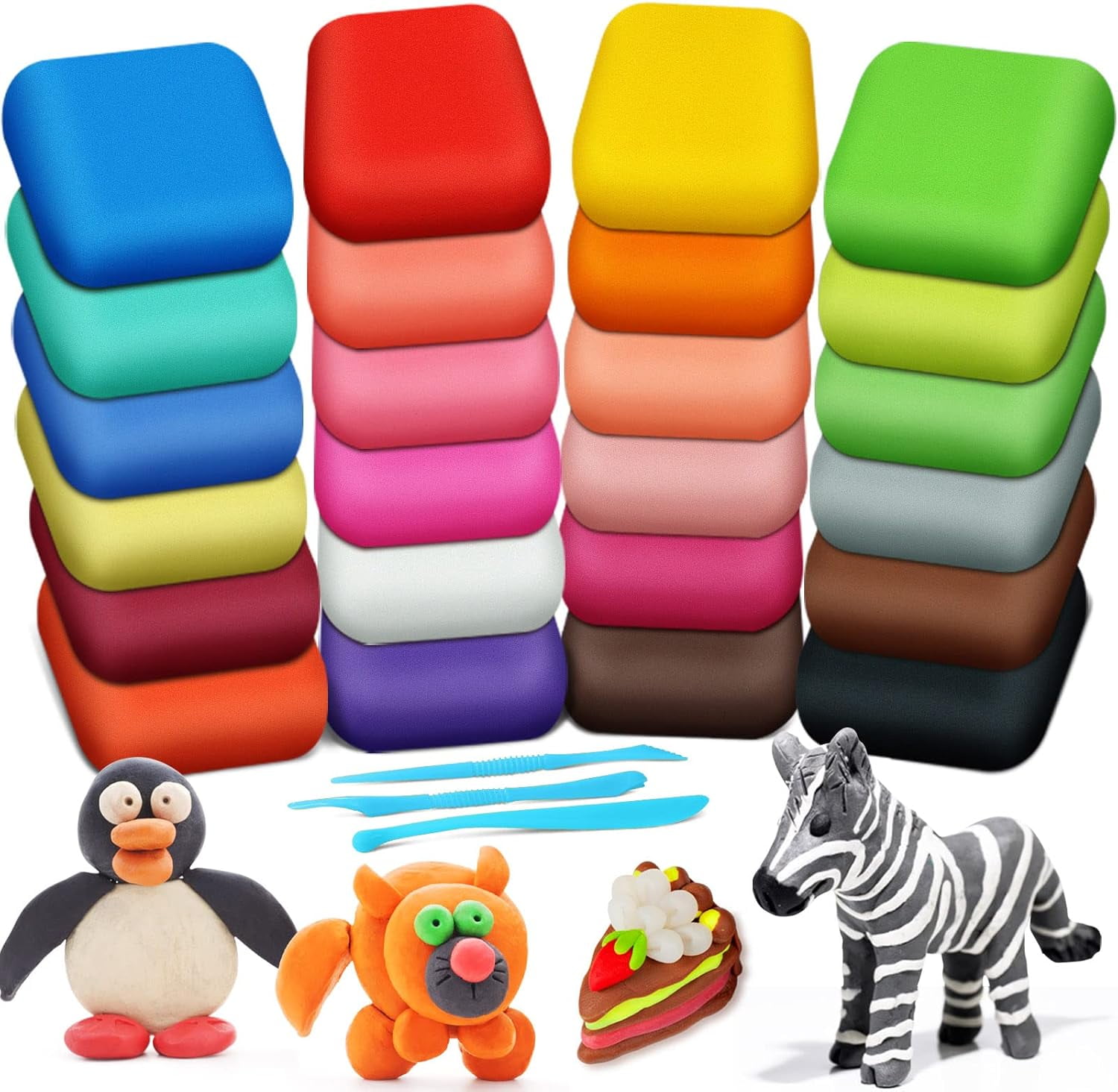 Magic Clay - Air Dry Clay 24 Colors, Modeling Clay for Kids with Tools ...