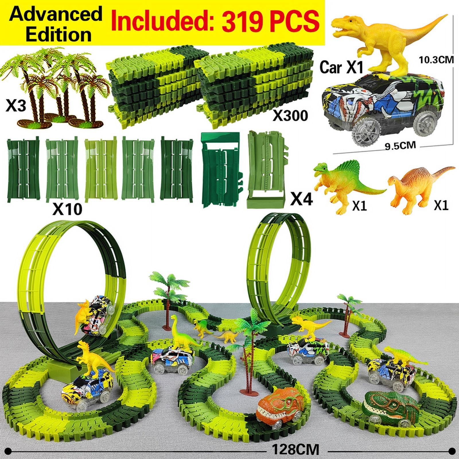Magic Climbing electric dinosaur car Track Railway Toy Car Set Bend ...