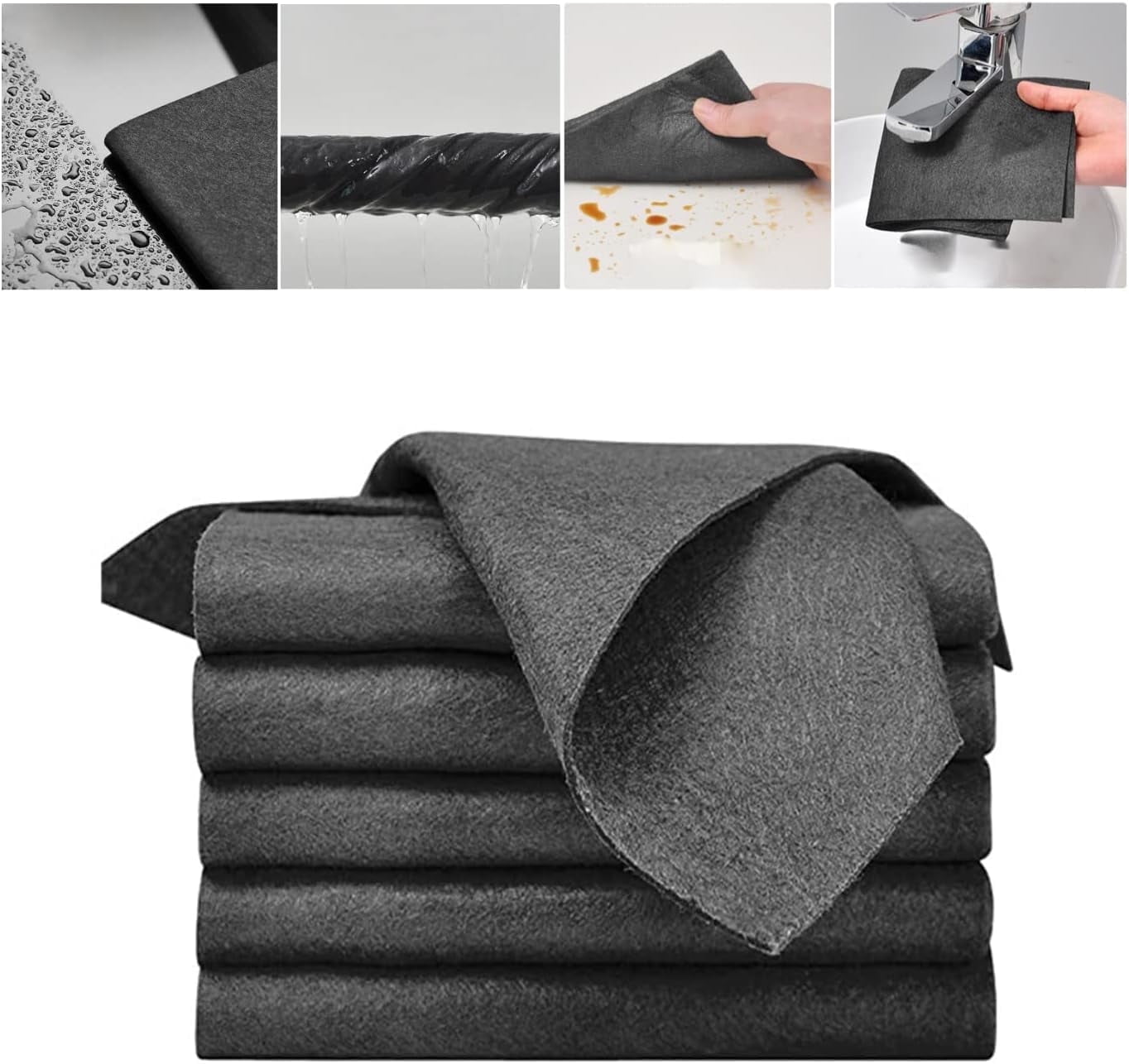 Manss, Magic Cloth, 5 Pcs Thickened Microfiber Cleaning Rags, Gray ...