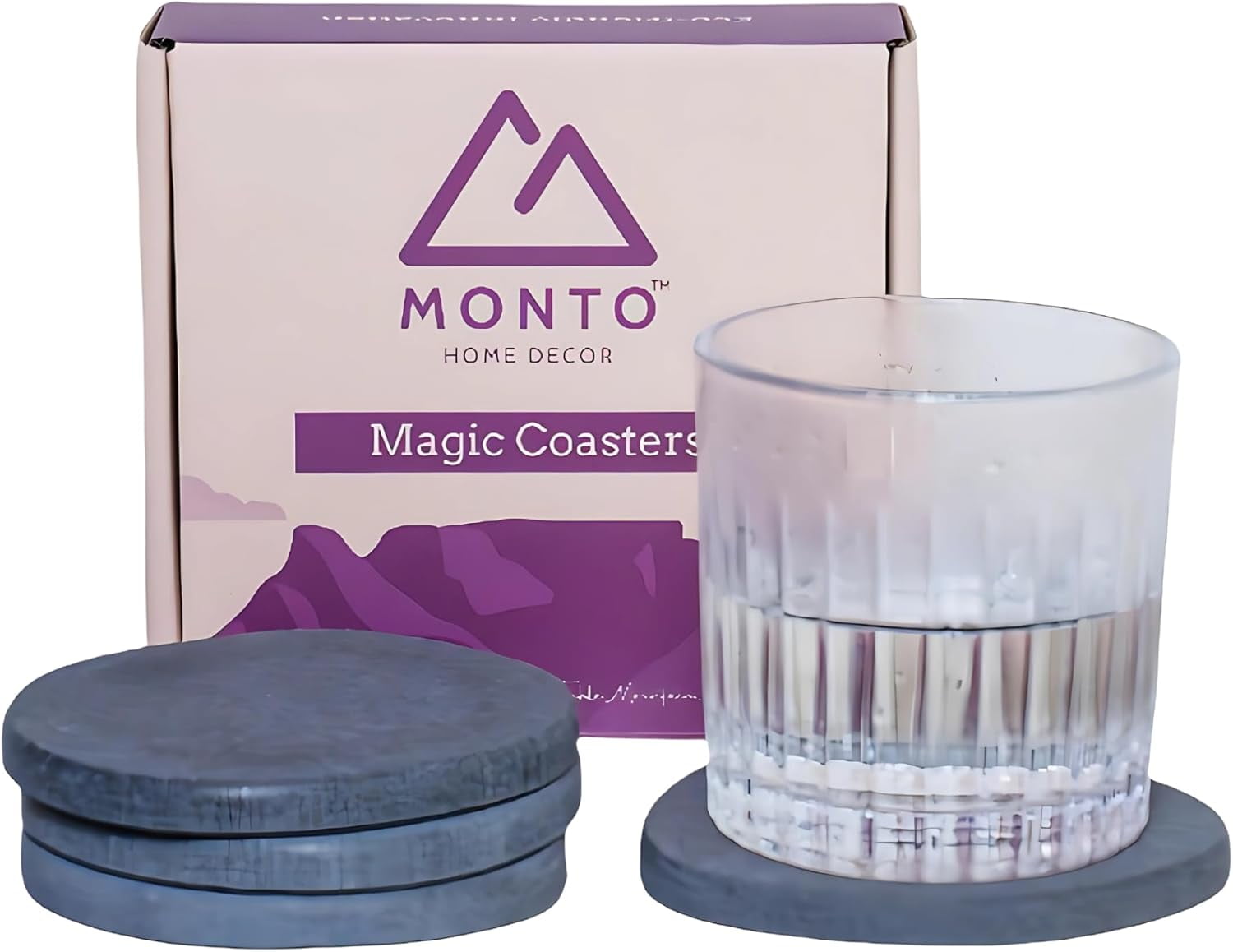 Magic Coasters - Set of 4 Diatomaceous Earth Stone Coasters for Instant ...