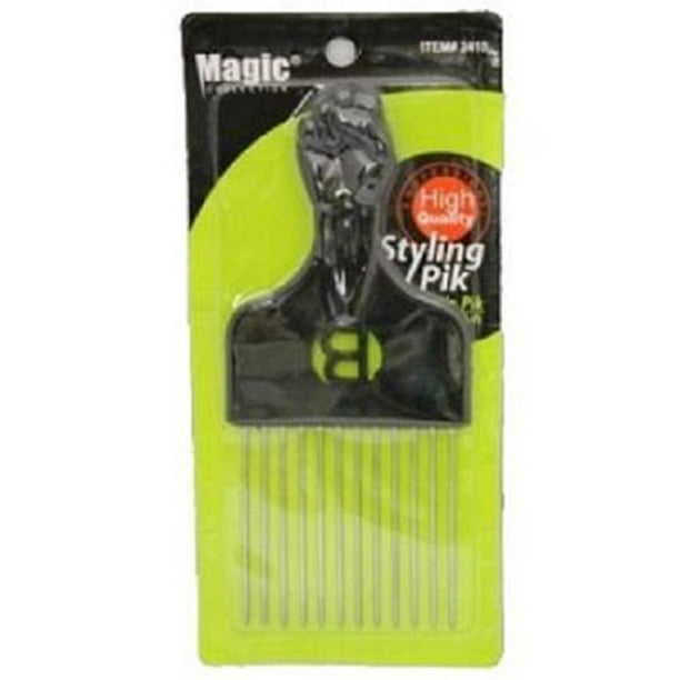 Magic Collection Magic Black Standard Metal Afro Hair Pick with Fist ...