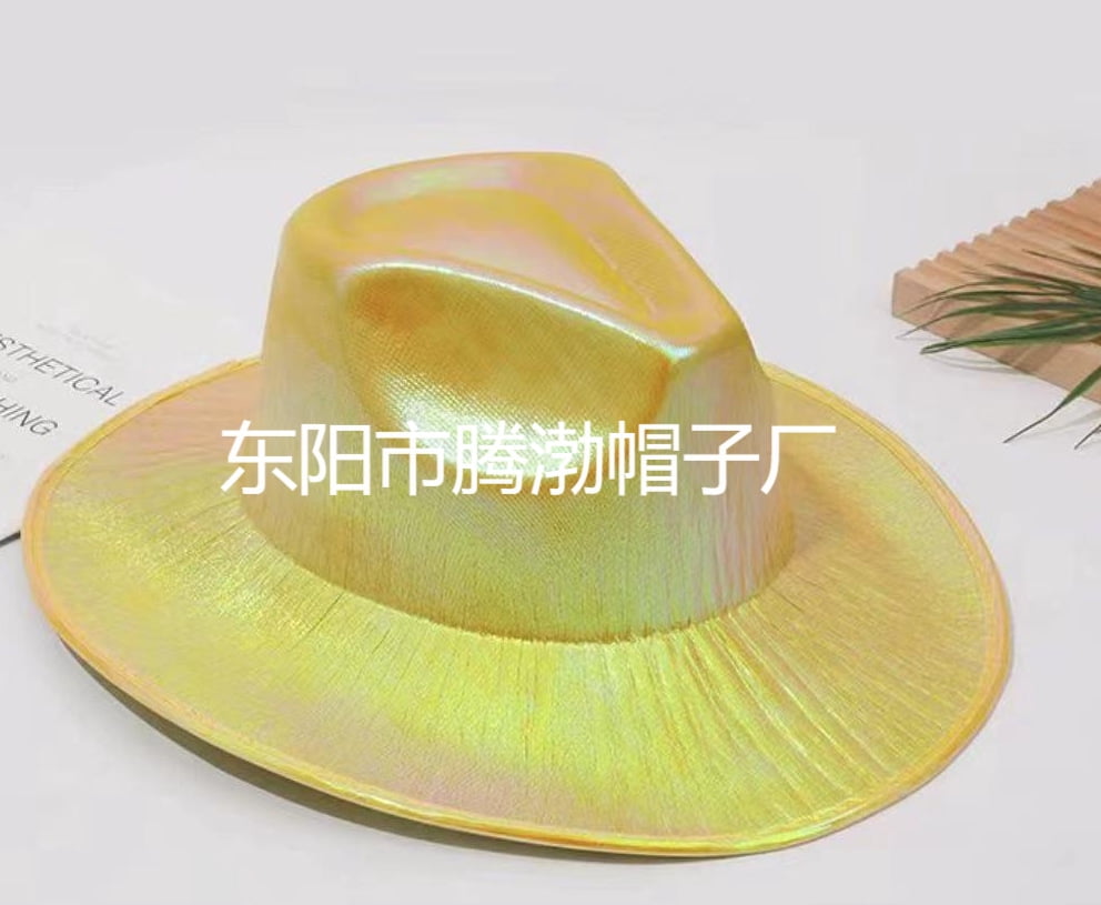 Magic Cowboy Hat Halloween Carnival Pink Colorful Big Brim Shaped Hat ...