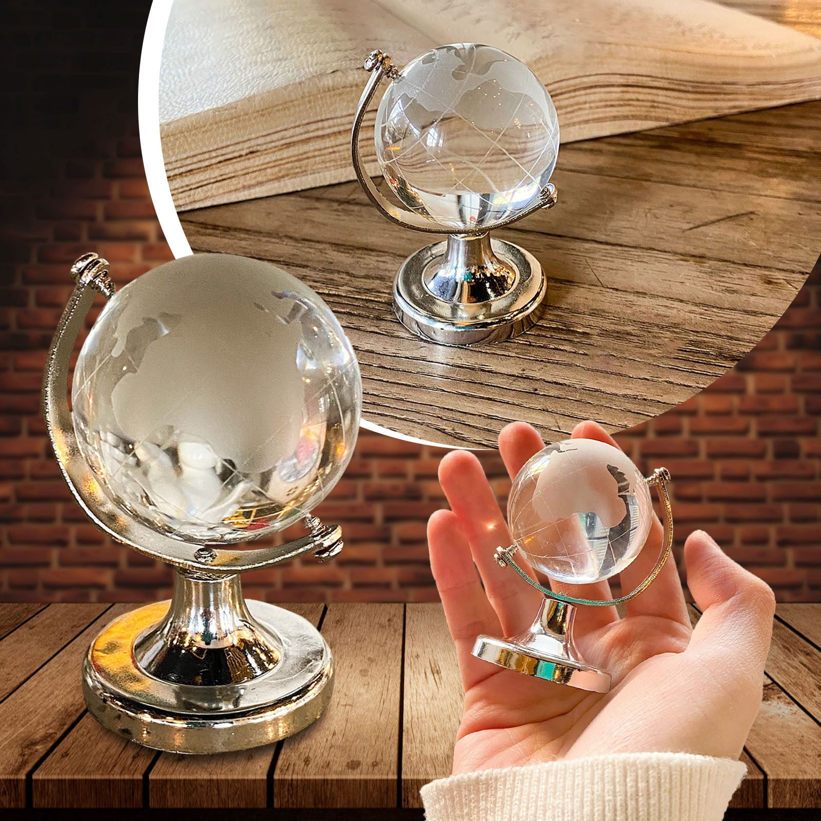 Magic Sphere, Mini Round Earth Globe with World Map Glass Ball ...