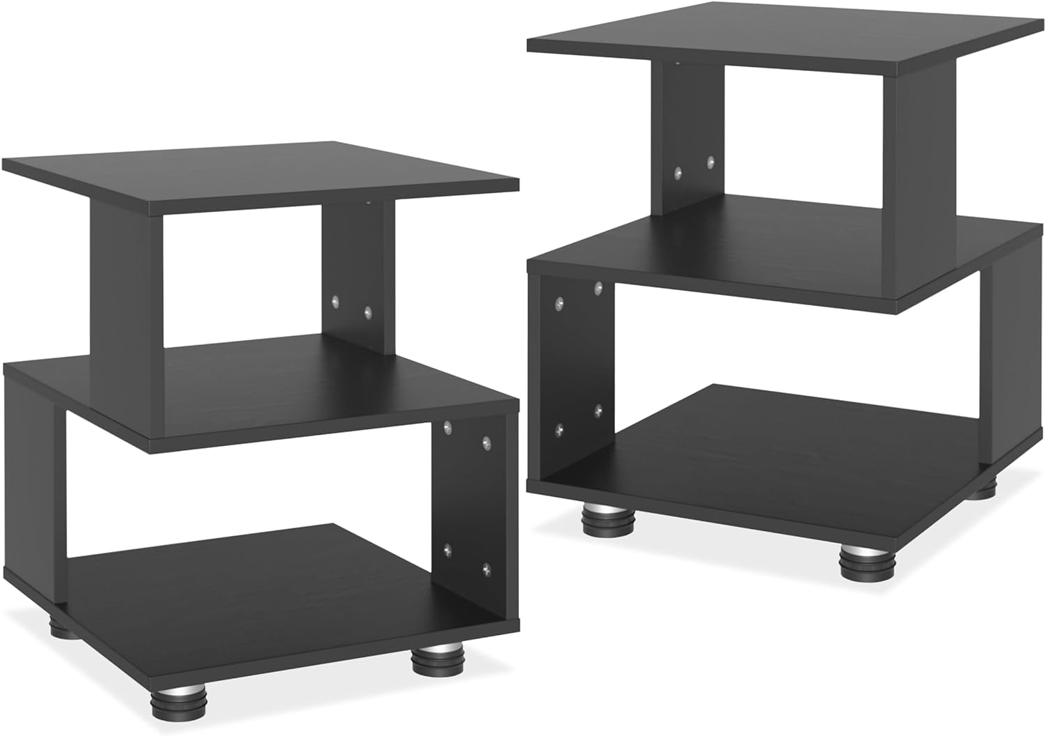 Magic Cube Black Nightstands, Modern Fashion Style - 2 Tier Rectangular ...