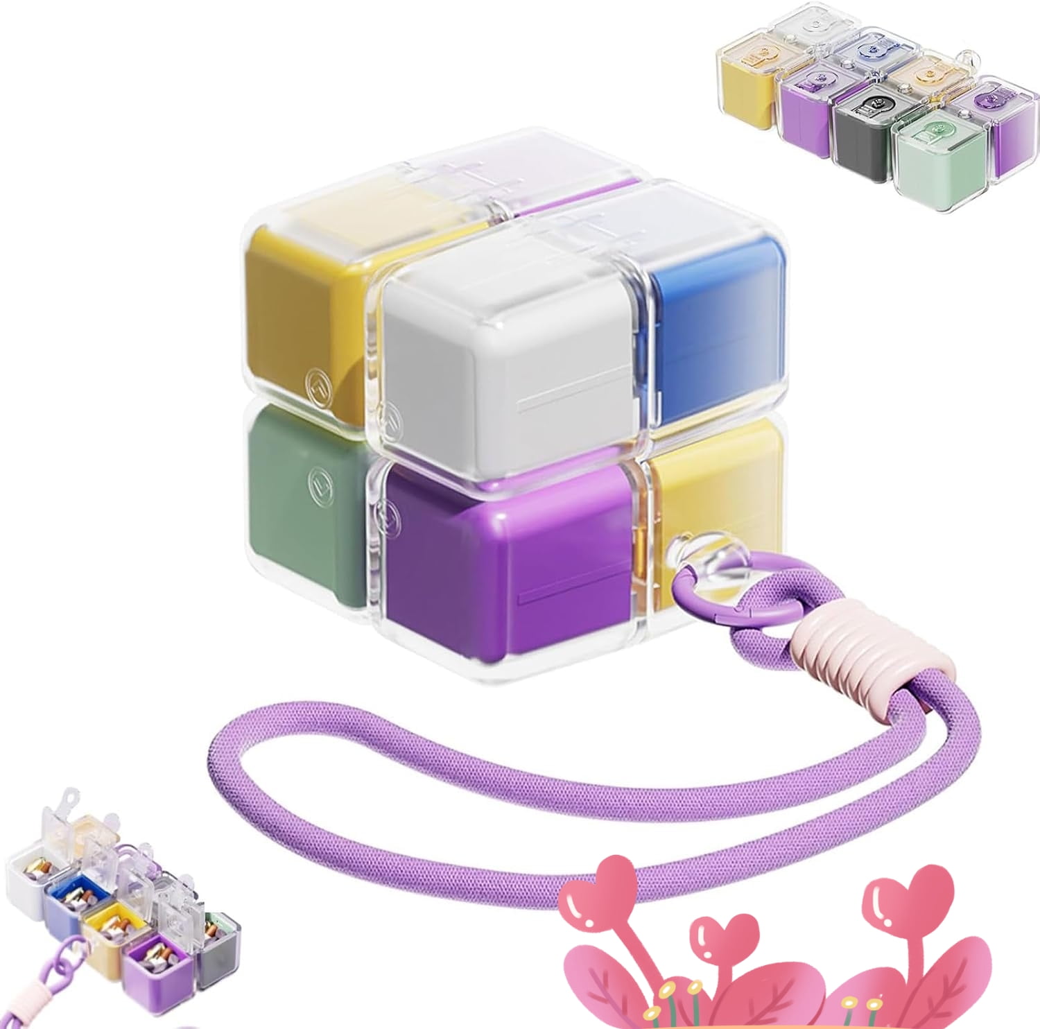 Magic Cube Magnetic Pill Organizer with 8 Compartments, Magic Cube Pill ...