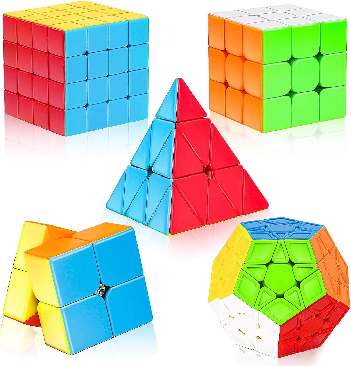 Magic Cube Set - 7 Pack with 3x3, 2x2, 4x4, Pyramid Megaminx ...