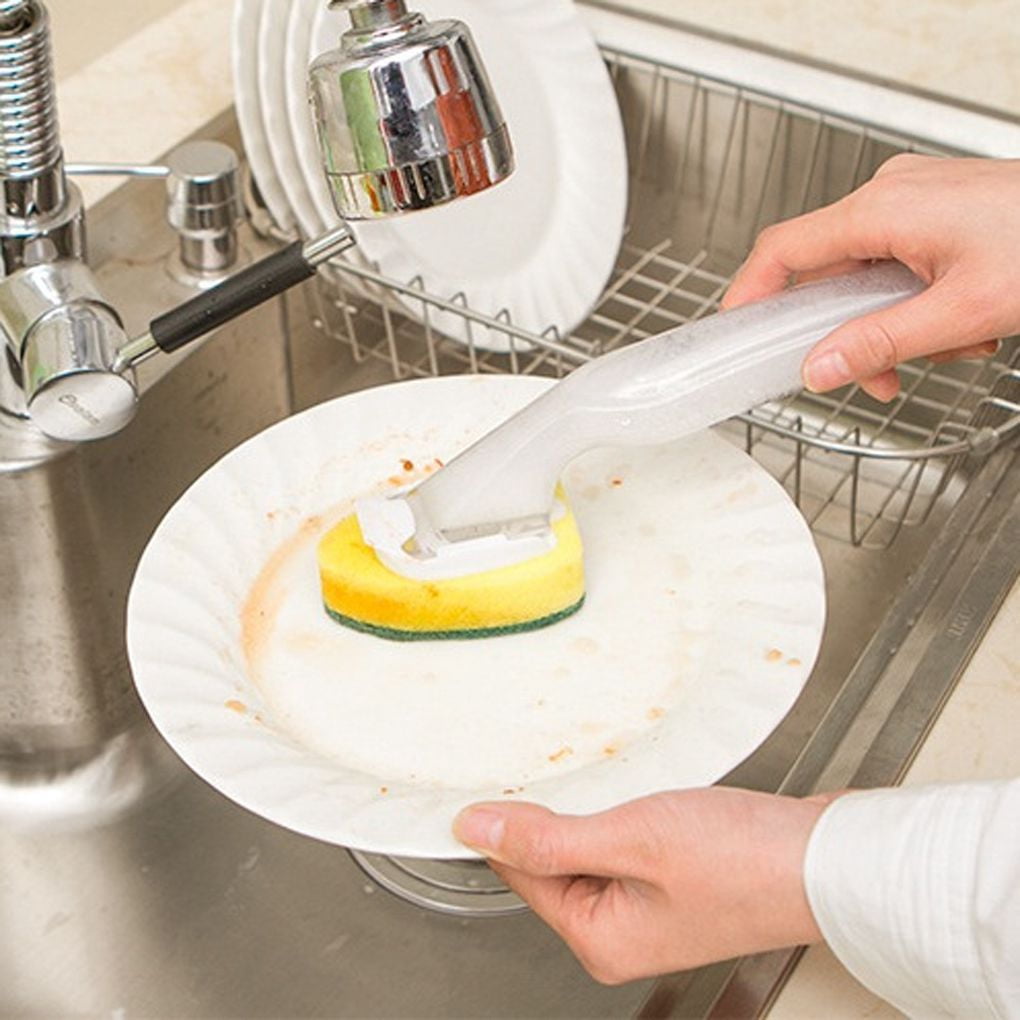 Magic Dish Cleaning Brush Soap Dispenser Handle Refillable Bowls ...