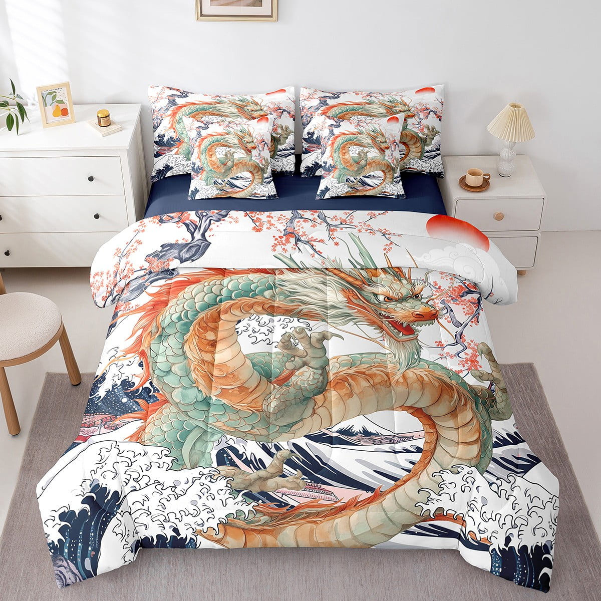 Magic Dragon Twin Comforter Set 7 Pieces Japanese Bedding Comforter ...