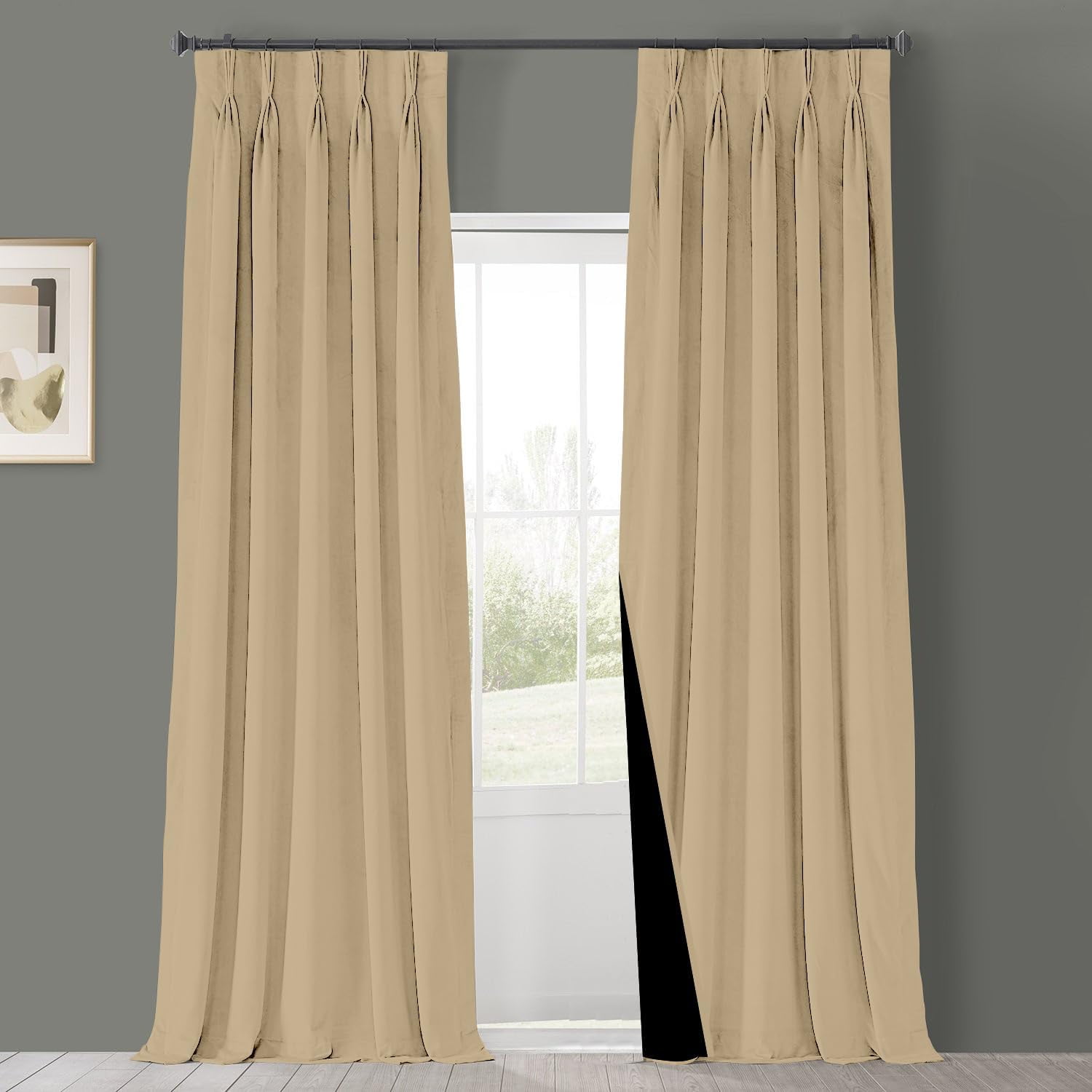 Magic Drapes Natural 100% blackout Curtains Pinch Pleated drapes Window Treatment Room Darkening ...