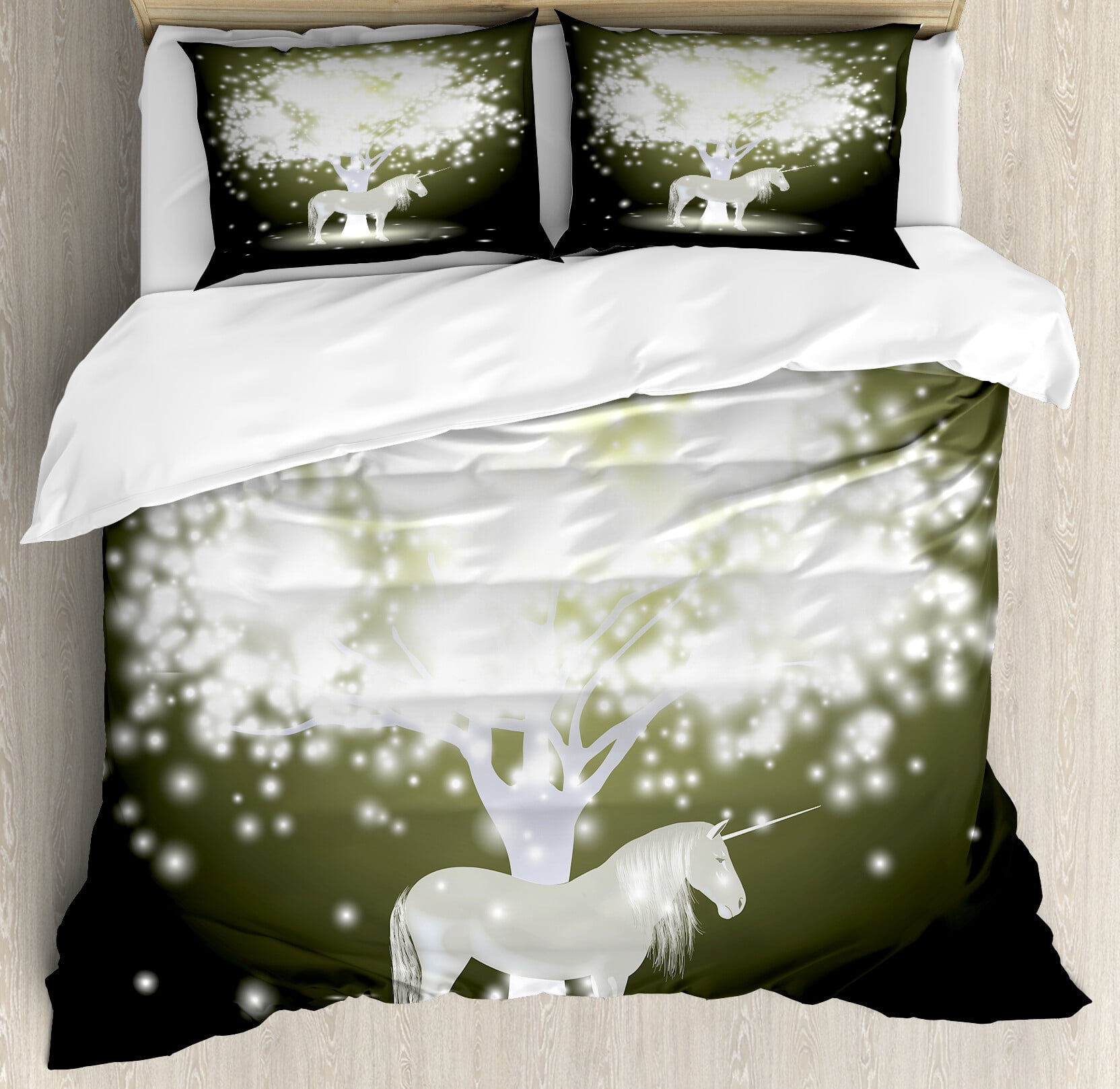 Magic Duvet Cover Set, Unicorn Horse Under Mystic Tree with Human ...