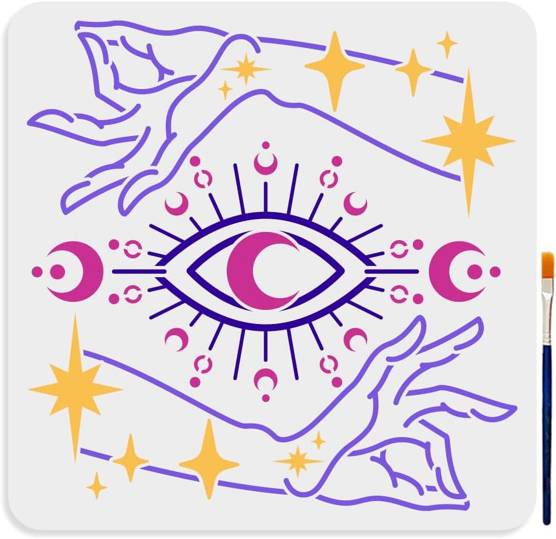 Magic Evil Eye Hands Stencil 11.8×11.8inch Large Divination Magic Theme ...