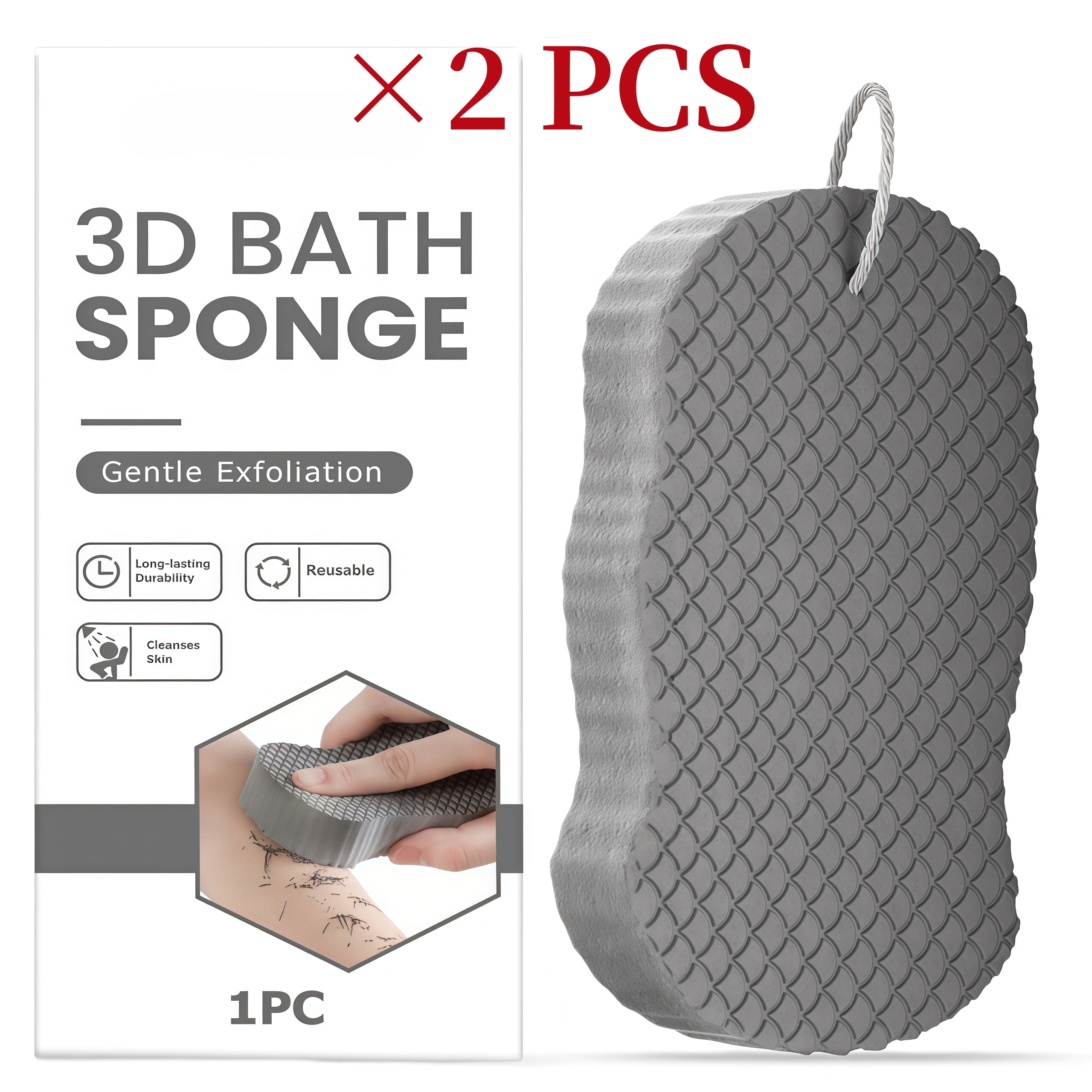 Magic Exfoliating Bath Sponge 3D, Super Soft Exfoliating Bath Sponge ...