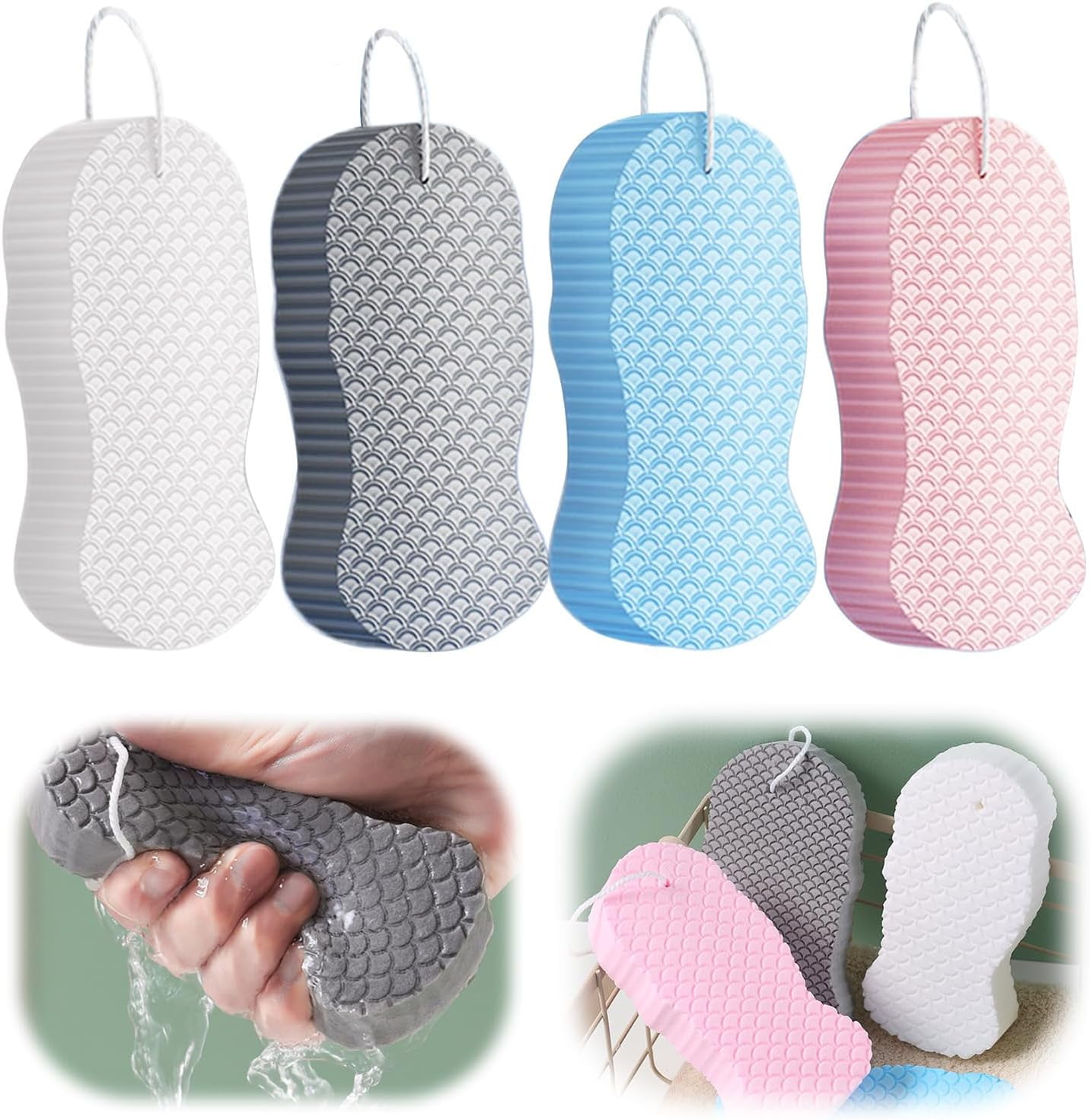 Magic Exfoliating Bath Sponge, New 3D Super Soft Exfoliating Bath ...