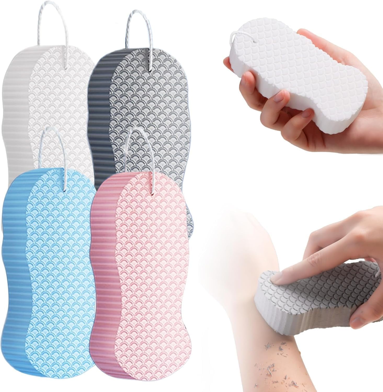 Magic Exfoliating Bath Sponge Set, 3D Body Scrubber for Dead Skin ...