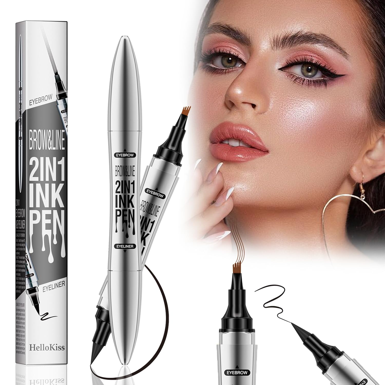 Magic Eyebrow Pencil, Waterproof Eyebrow Pen, 4 Tipped 2 IN 1 Create ...