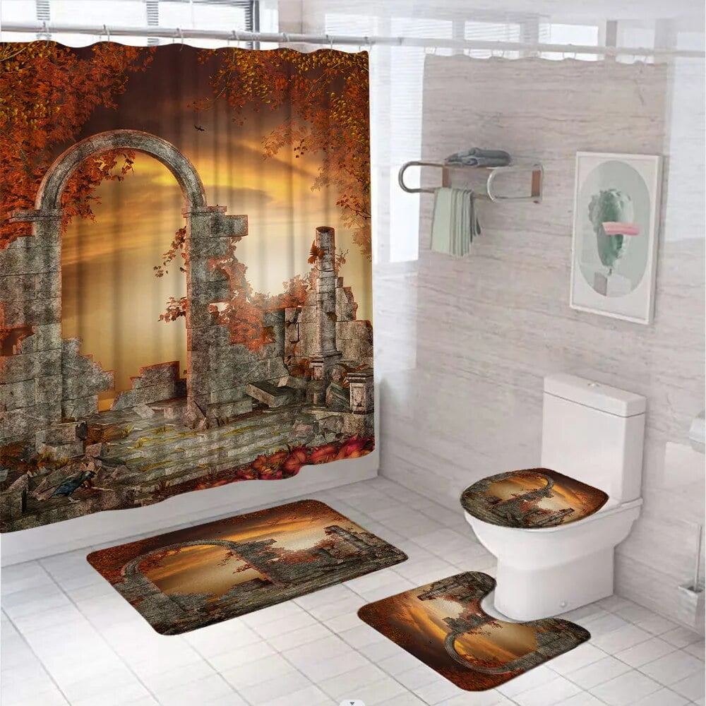 Magic Fairy Tale Forest Bathroom Sets Shower Curtain With Rug Bath Mat ...