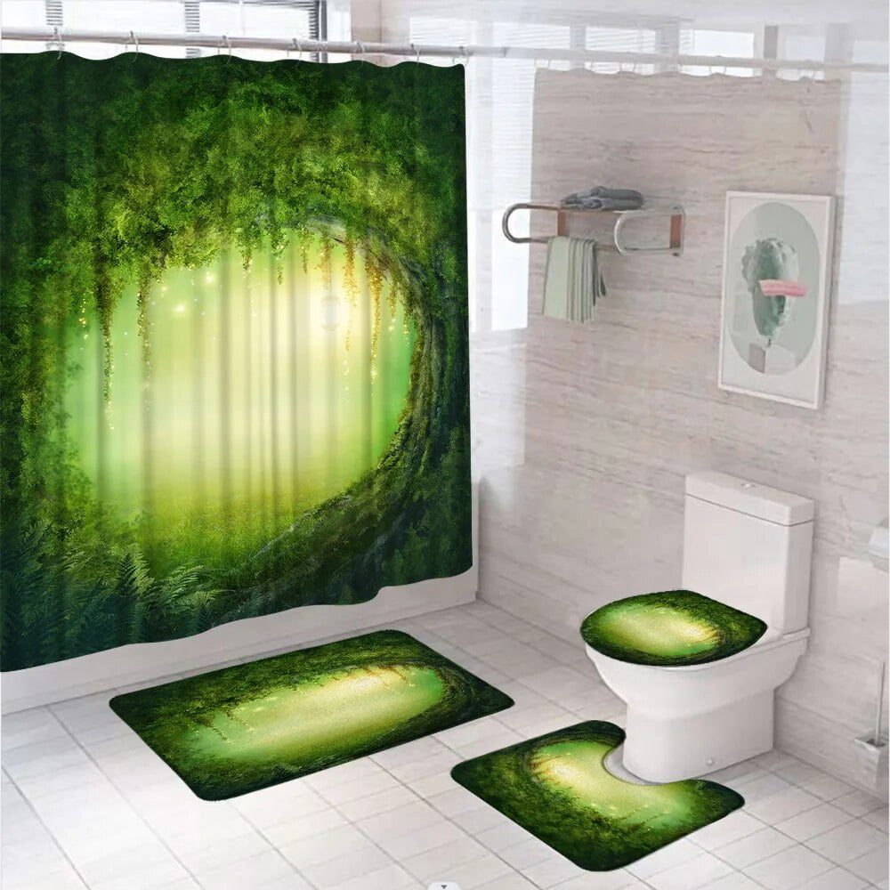 Magic Fairy Tale Forest Bathroom Sets Shower Curtain With Rug Bath Mat ...