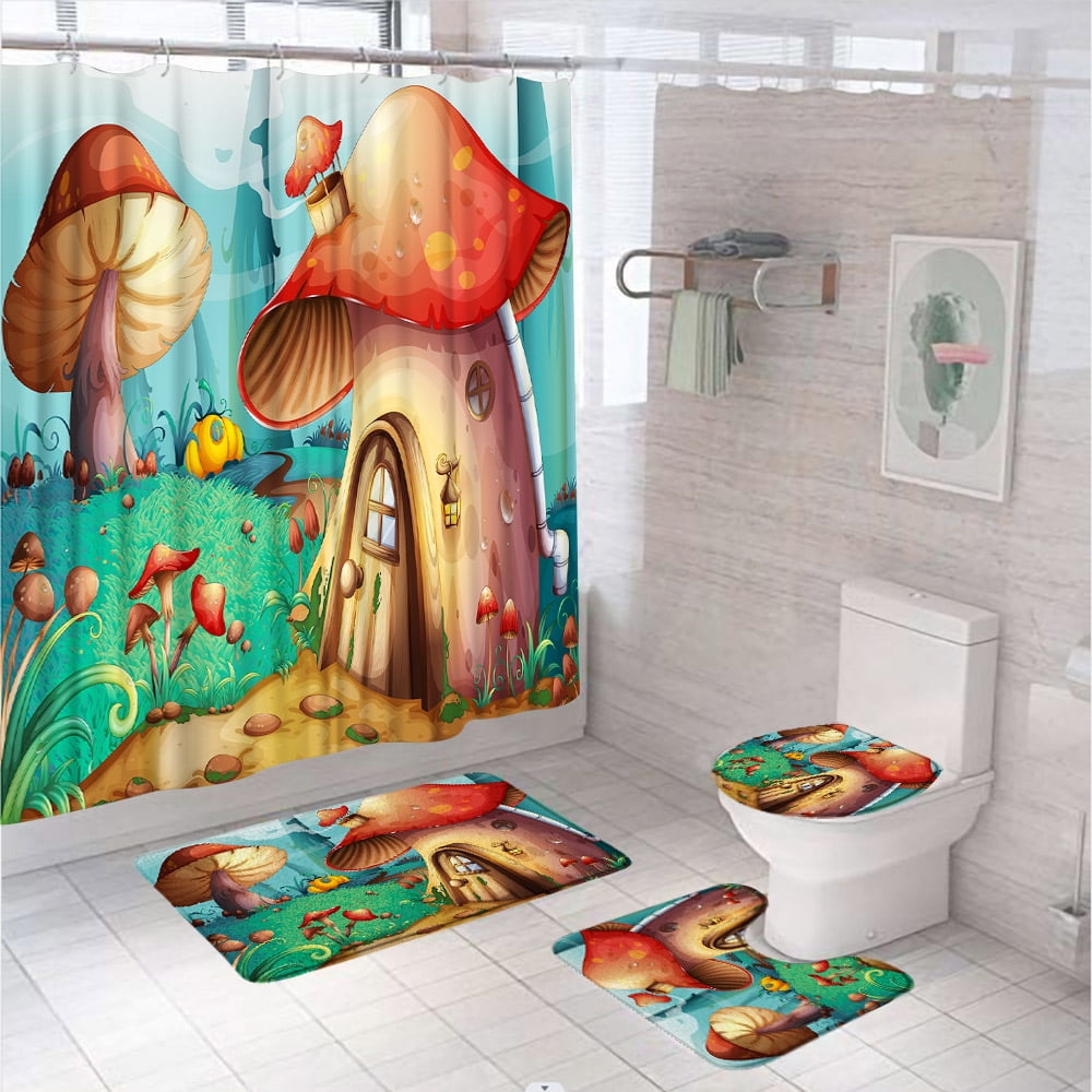 Magic Fairy Tale Forest Bathroom Sets Shower Curtain With Rug Bath Mat ...