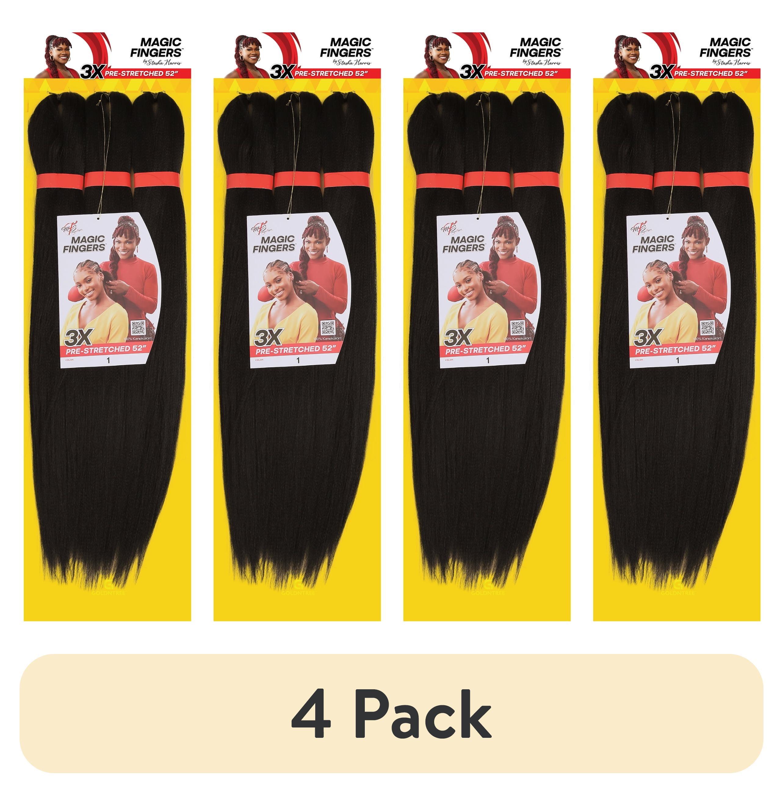 (4 pack) Magic Fingers 3X Pack Pre-Stretched Braiding Hair, 52", #1 ...