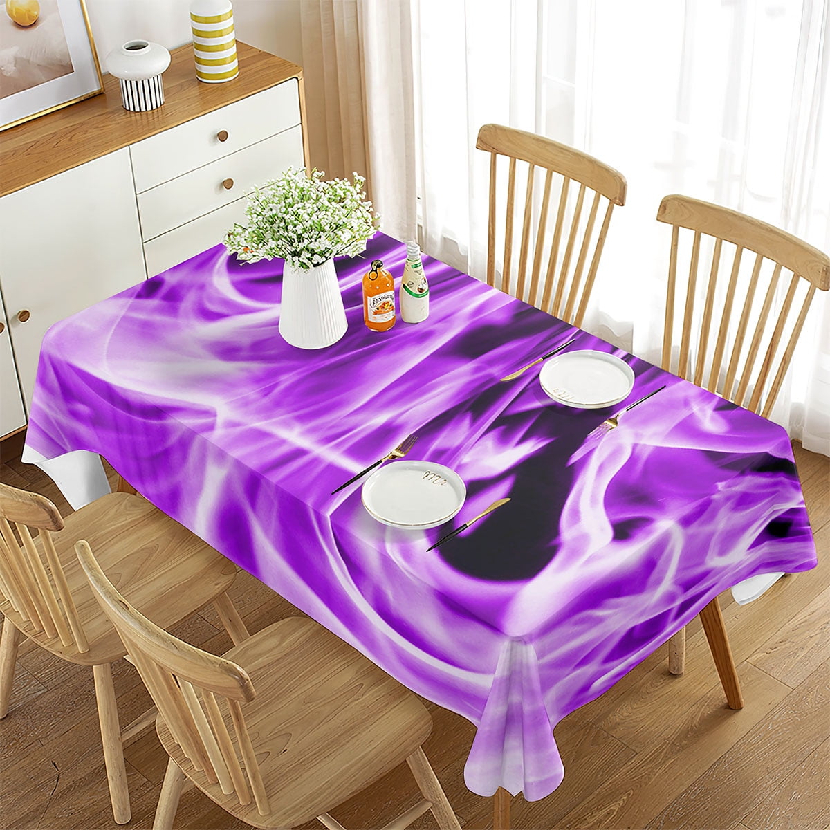 Magic Fire Flame Tablecloth Colorful Fire Light Rectangle Table Cover ...