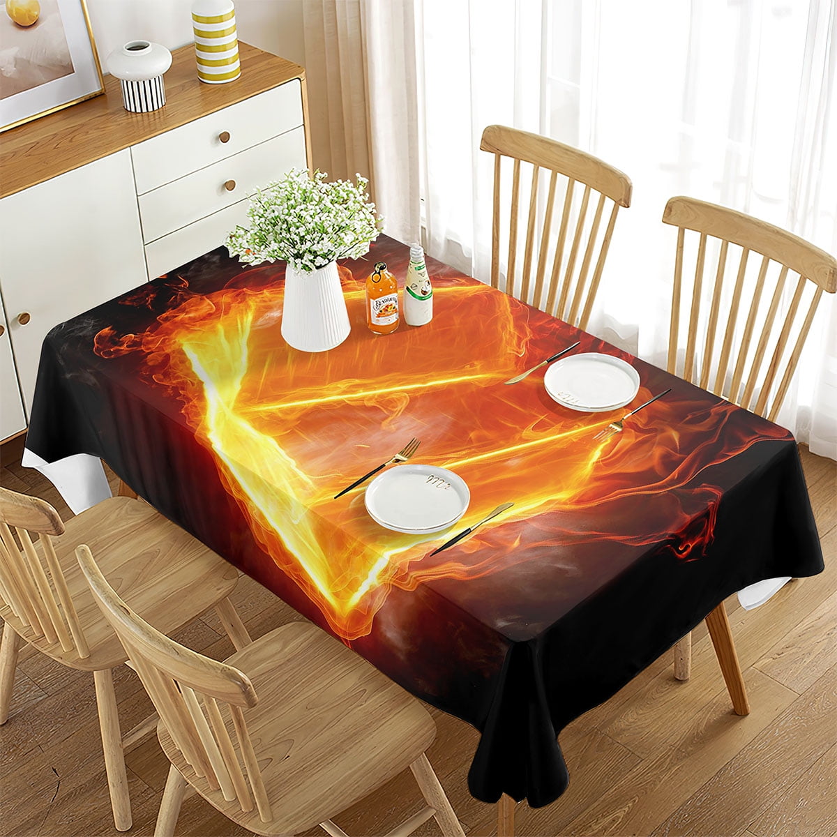 Magic Fire Flame Tablecloth Colorful Fire Light Rectangle Table Cover ...