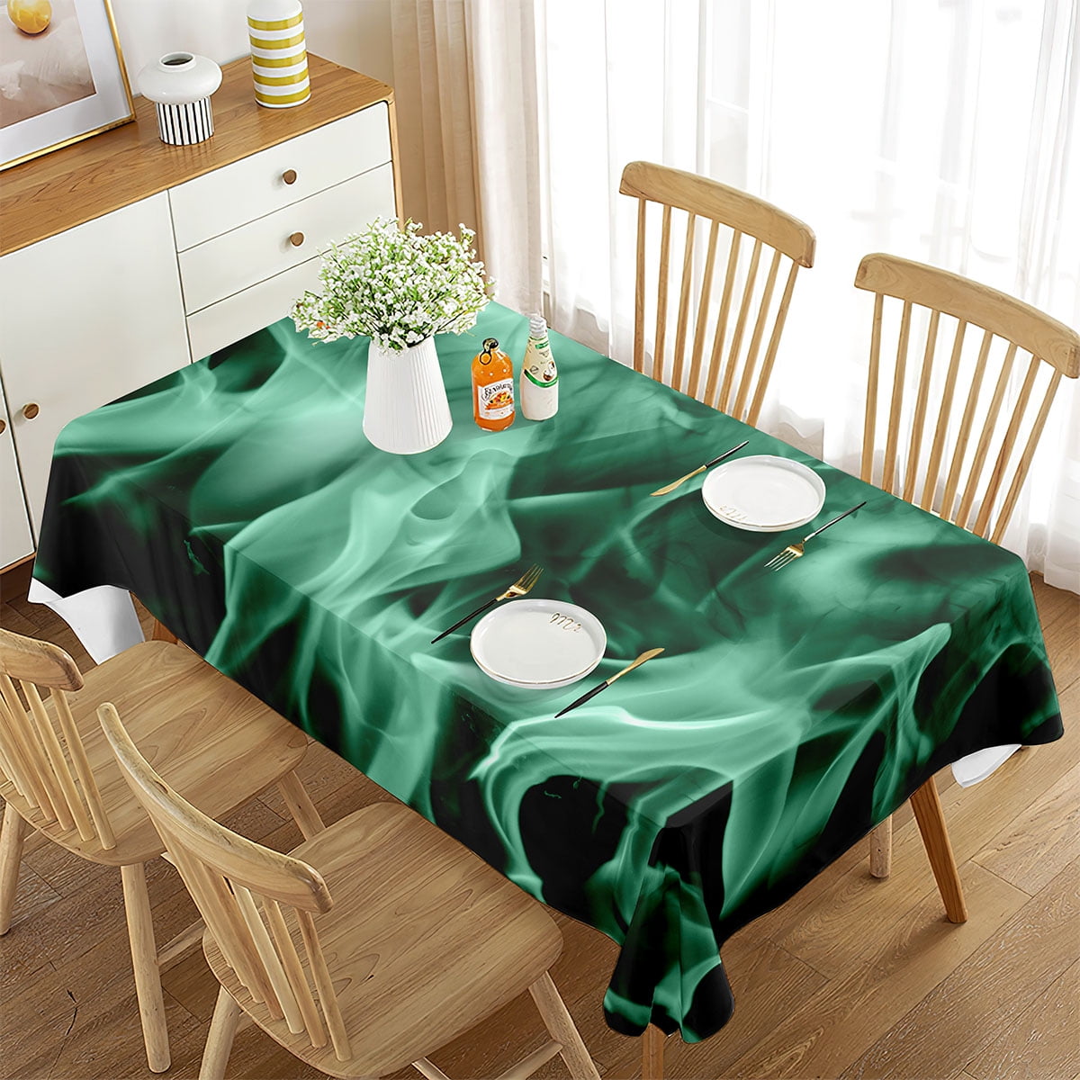 Magic Fire Flame Tablecloth Colorful Fire Light Rectangle Table Cover ...