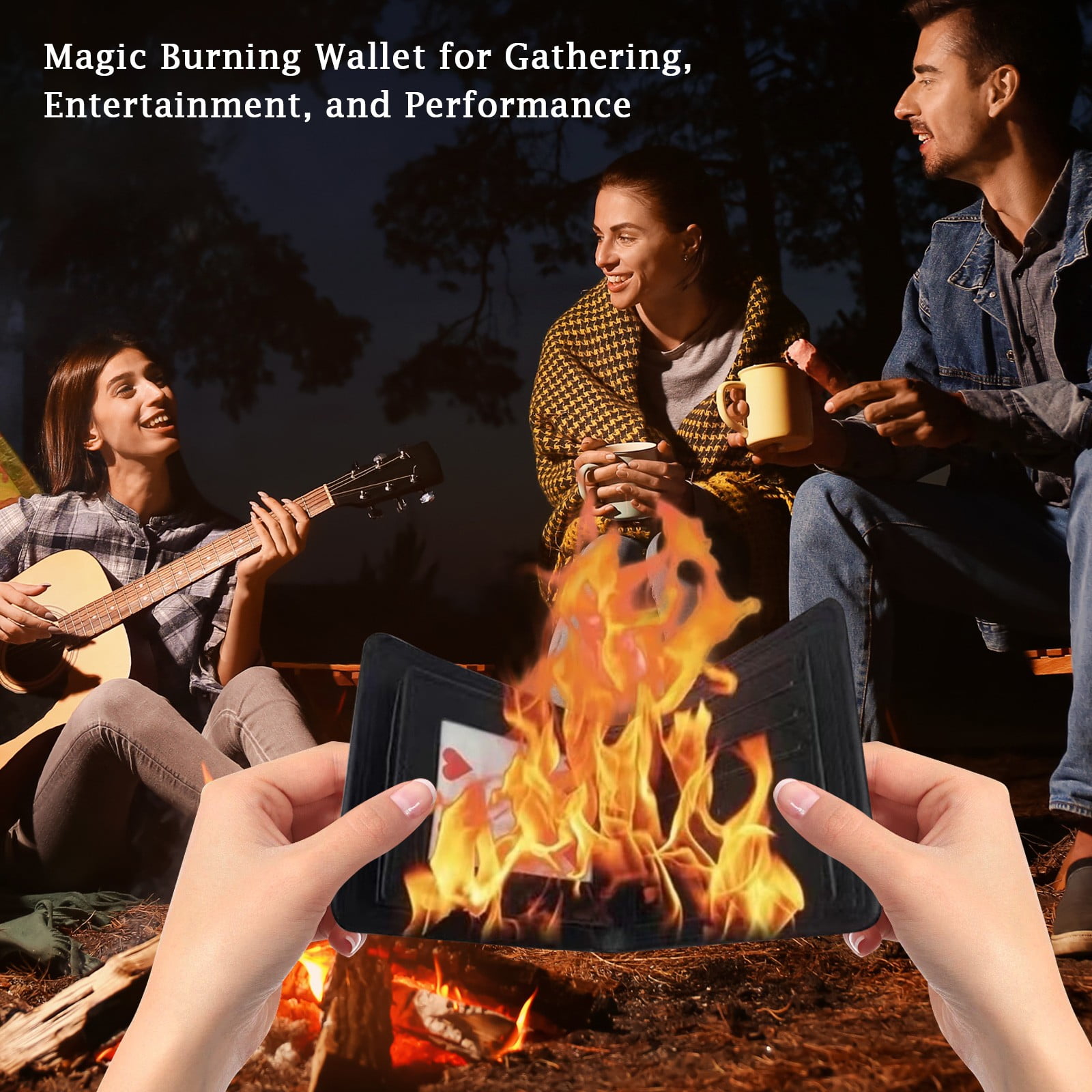 Magic Fire Wallet Trick for Magicians Realistic Flame Illusion Prop for ...