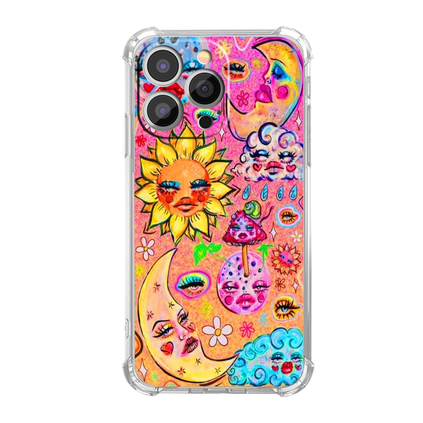 Magic Flower Face Case for iPhone 13 Pro Max,Aesthetic Art Design Pattern Soft Full TPU Bumper ...
