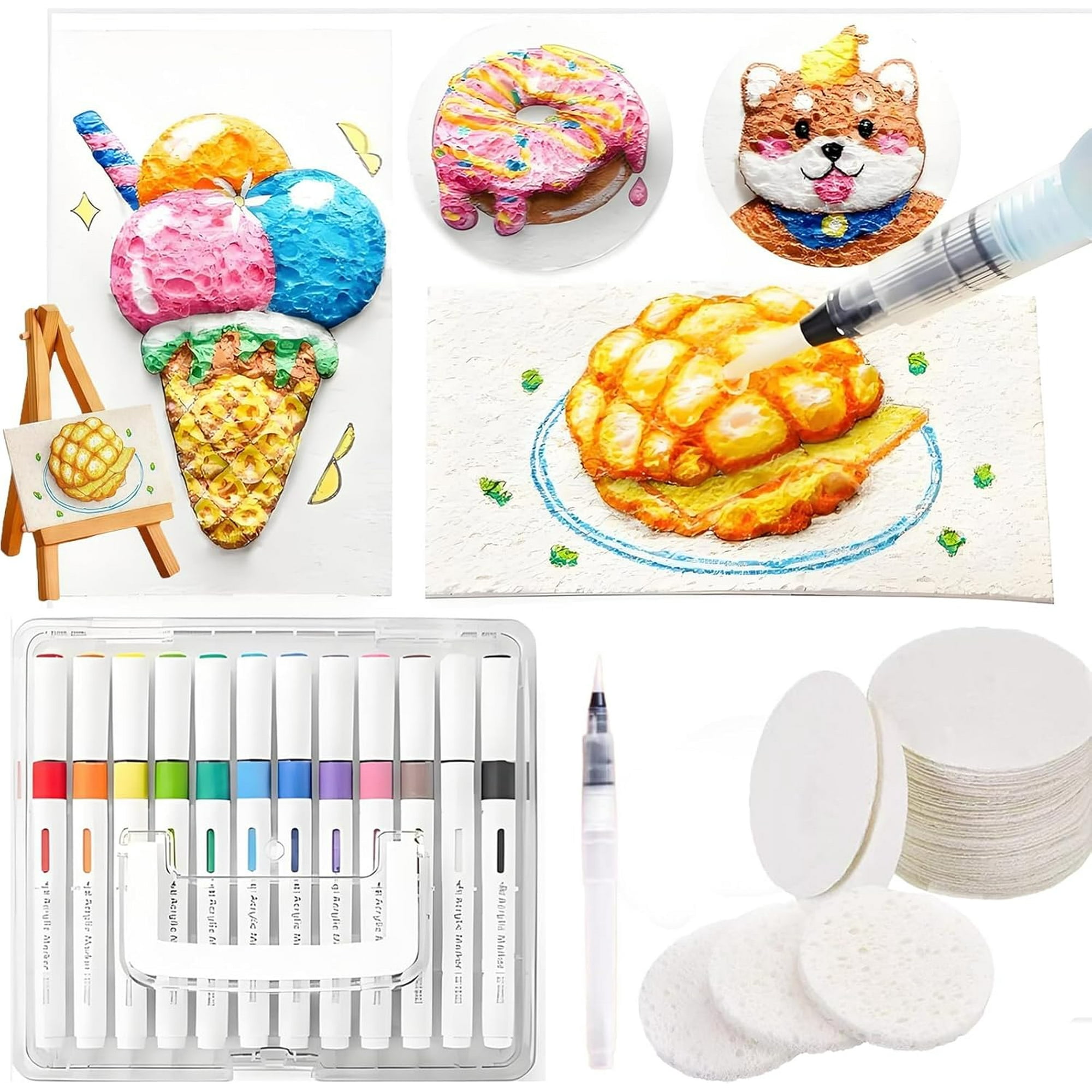 Magic Foam Texture Painting Foam Kit, 1 Easel, 10 Foam Paper, 12 ...