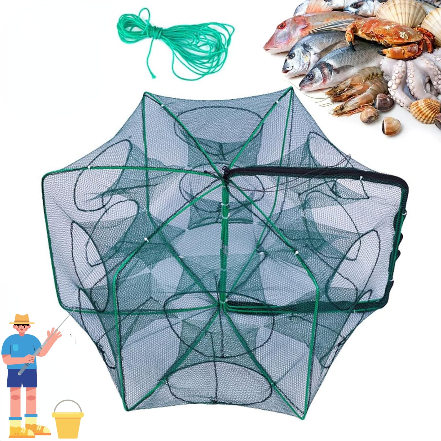 The Magic Foldable Fishing Trap, Auto-Foldable Strengthened Fishing Trap Net, Fishing Bait Trap ...