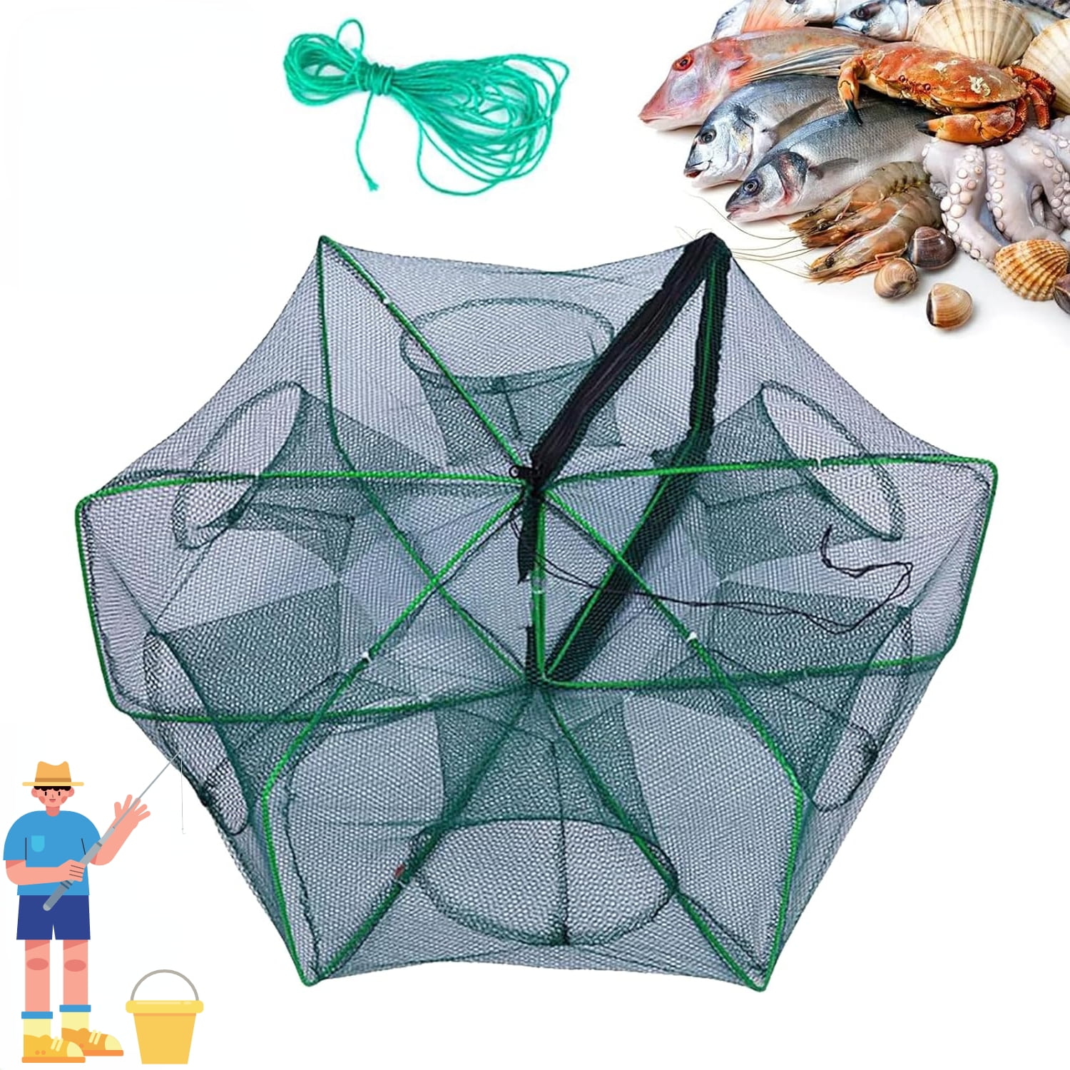 The Magic Foldable Fishing Trap, Auto-Foldable Strengthened Fishing Trap Net, Fishing Bait Trap ...