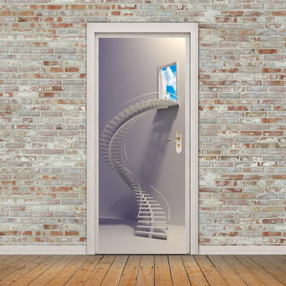 Magic Forest Cottage door stickers Wallpaper decals removable mural ...