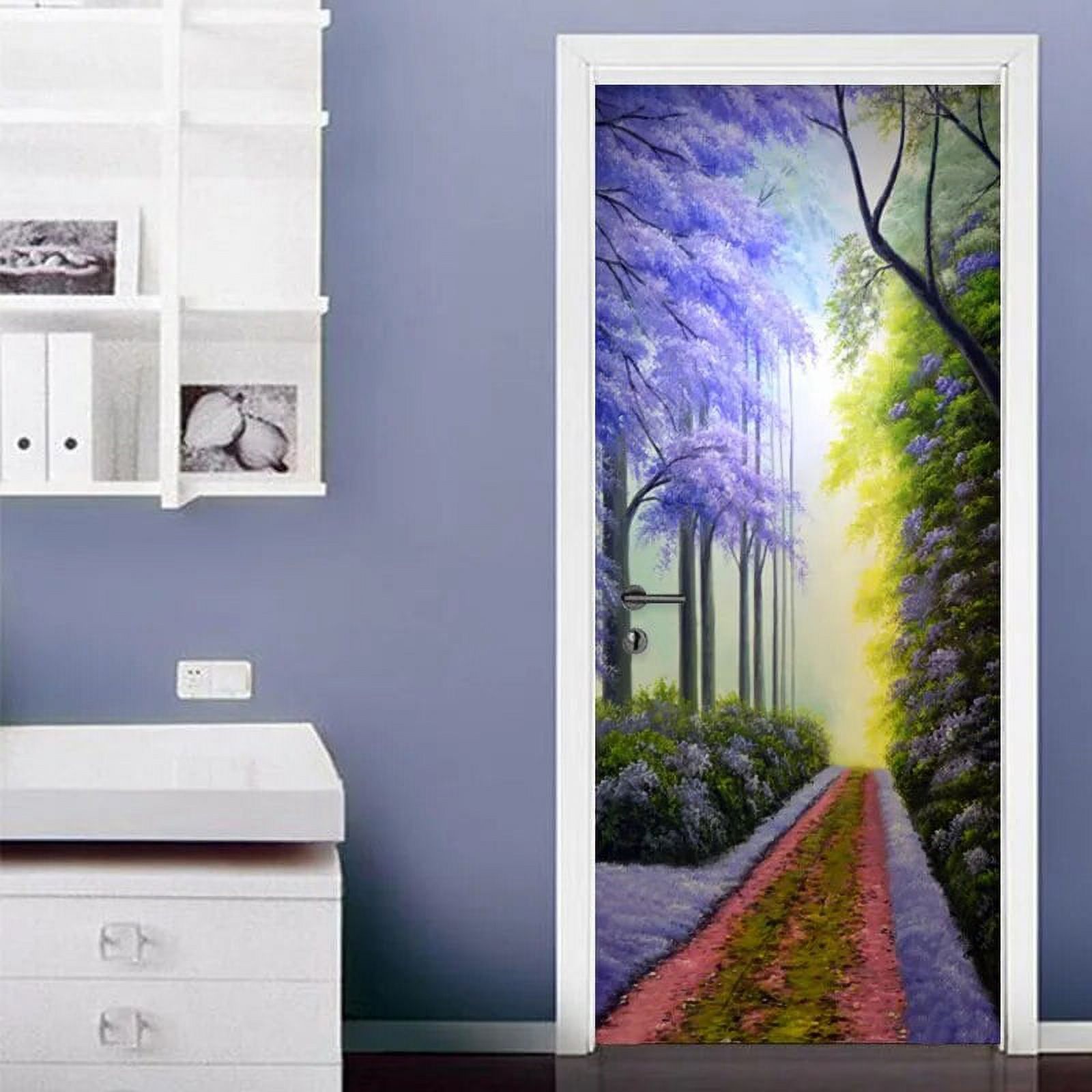 Magic Forest Cottage door stickers Wallpaper decals removable mural ...