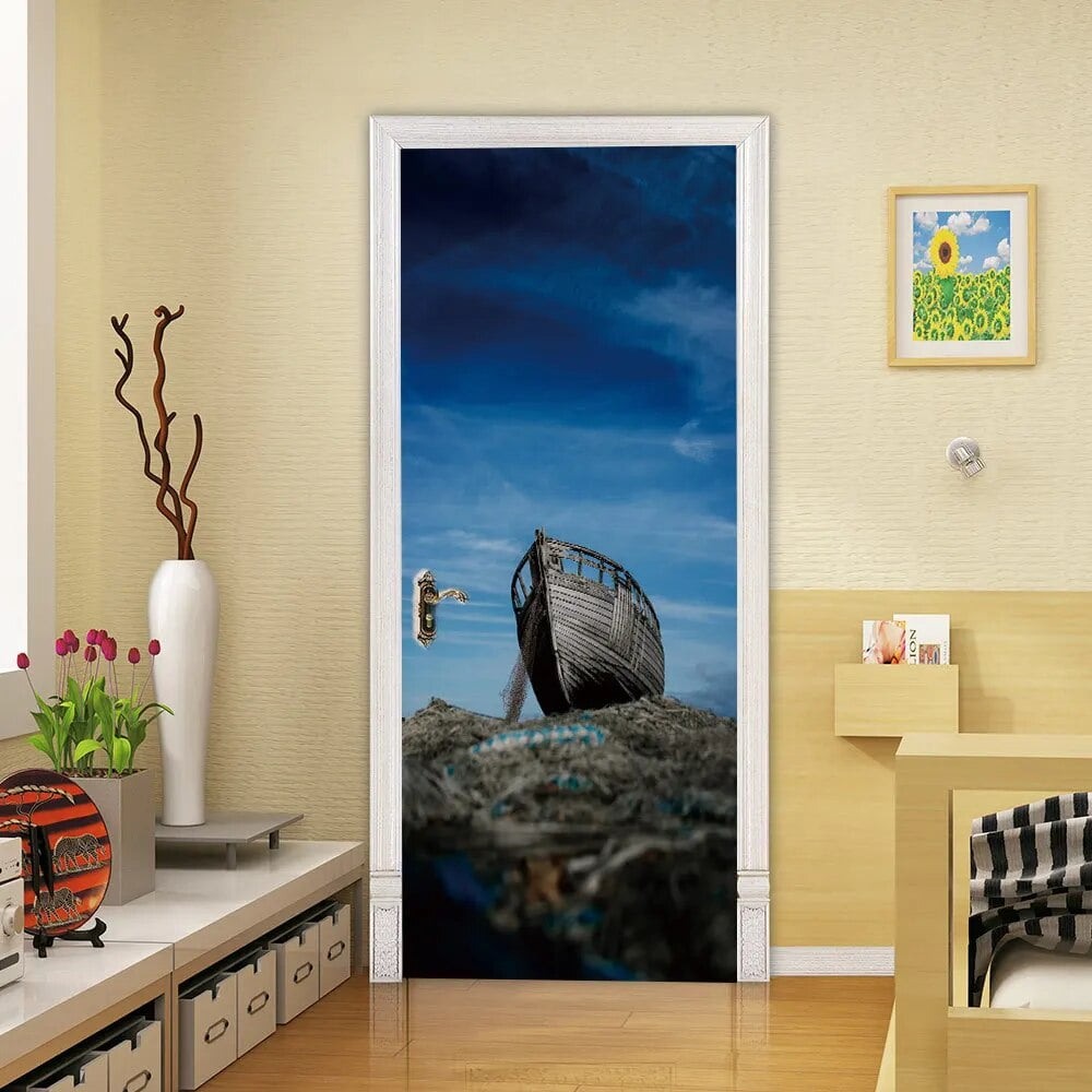 Magic Forest Cottage door stickers Wallpaper decals removable mural ...