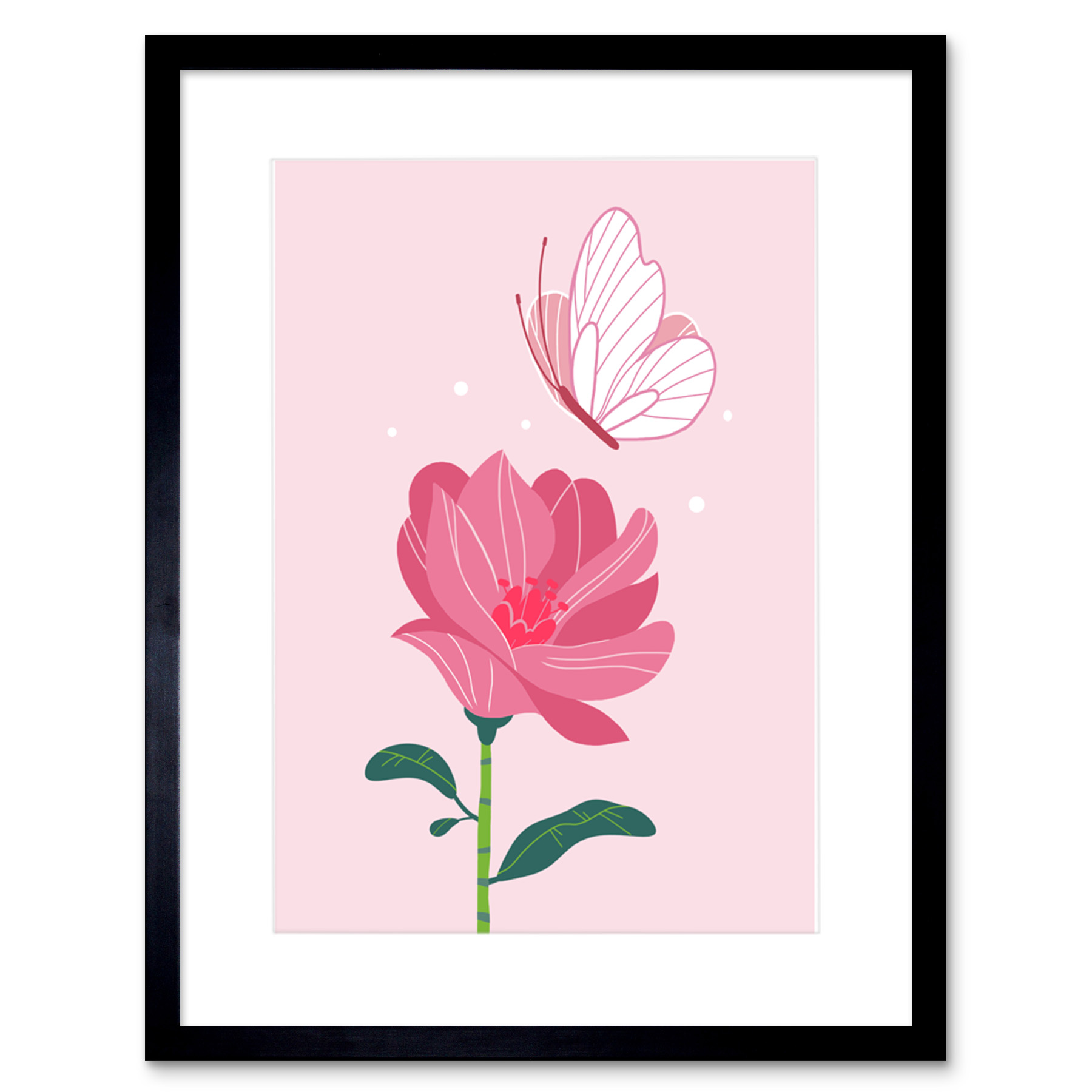 Magic Garden Butterfly Flower Framed Wall Art Print - Walmart.com
