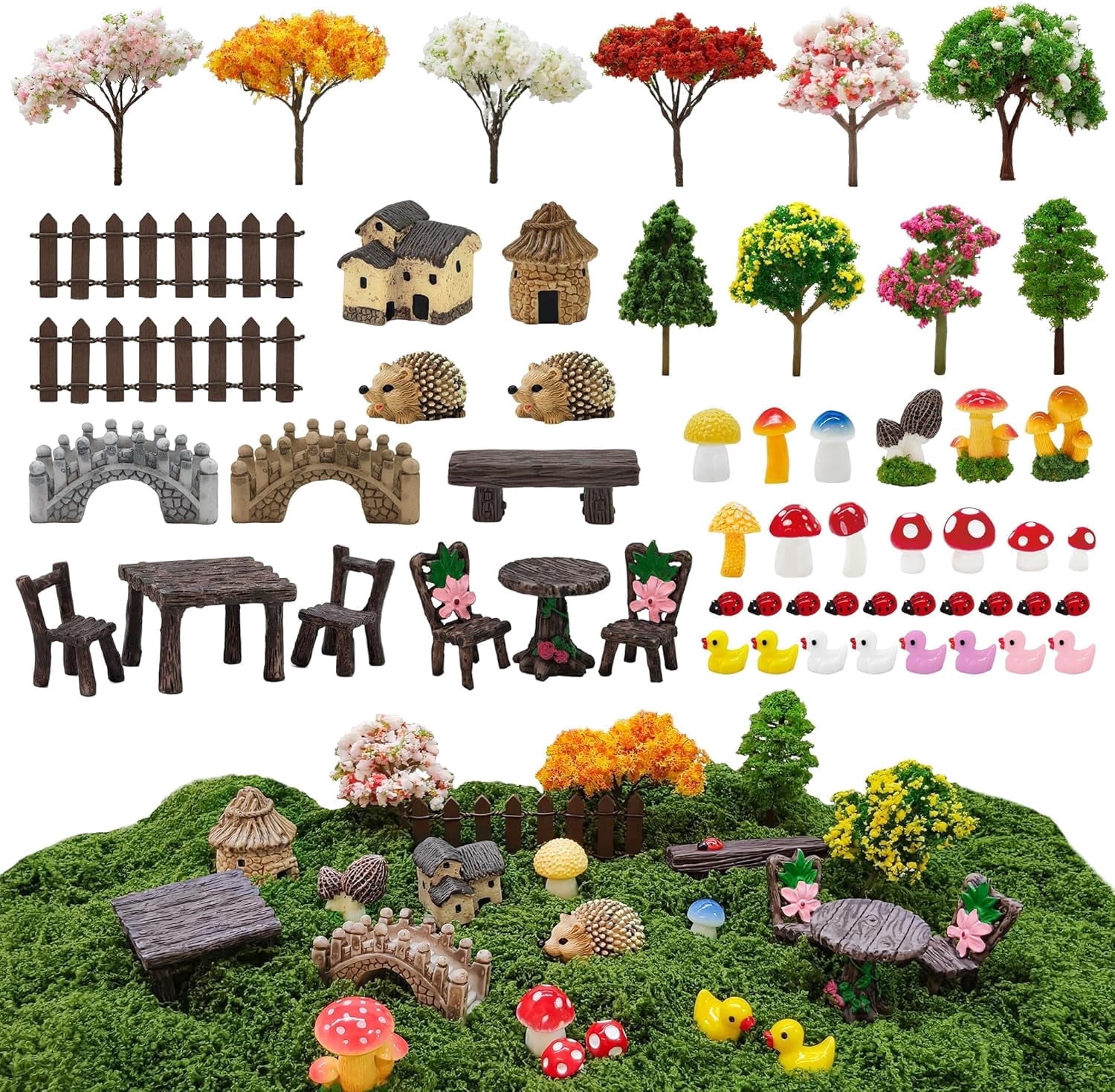Magic Garden Miniature Fairy Garden Kit with 60 Pcs Mini Furniture and ...