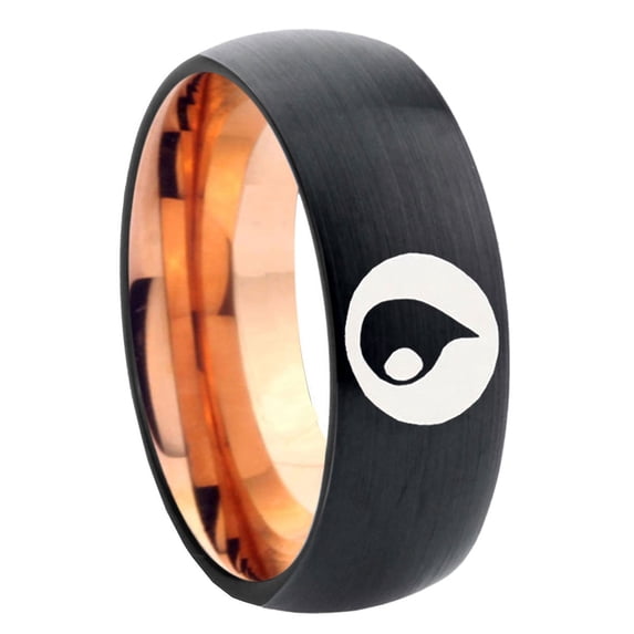 Magic Gathe 8MM Matte Dome Black And Rose Gold Tungsten Promised Ring ...