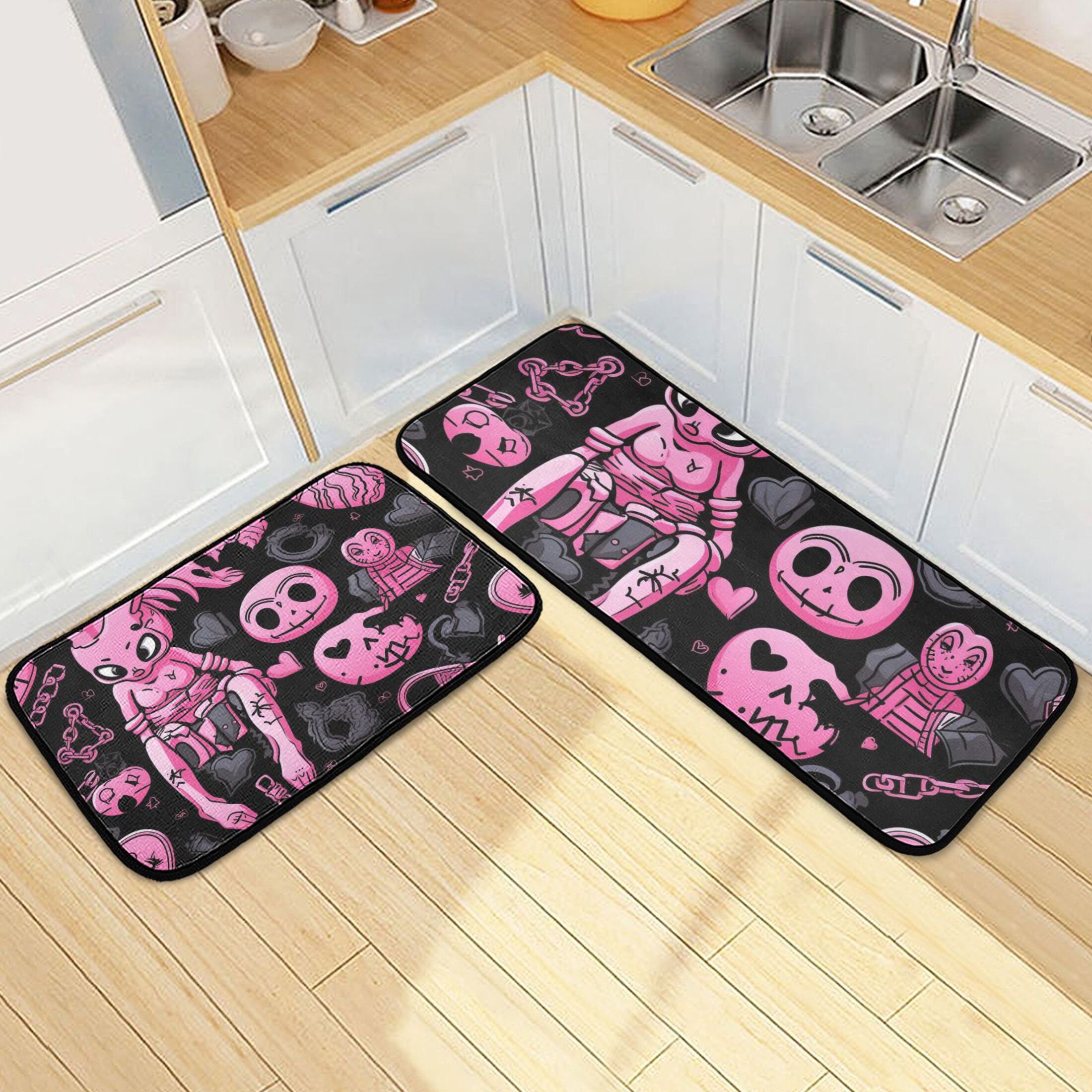 Magic Ghost Kitchen Rugs Set of 2 Non Slip Floor Foam Mat Cushioned ...