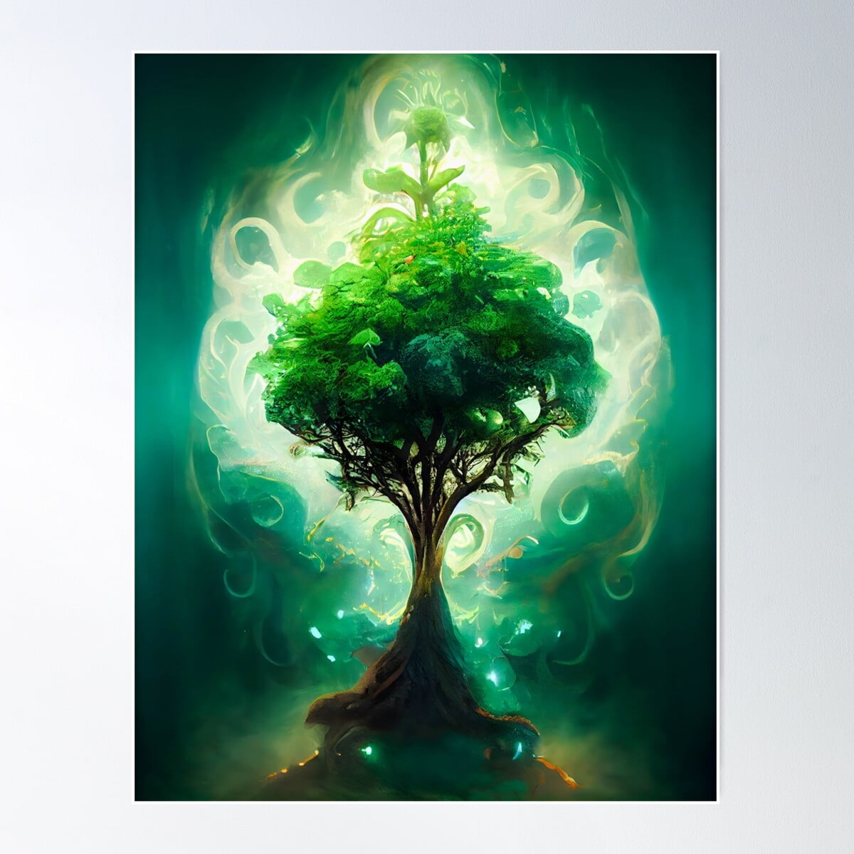 Magic Green Tree Of Life Flowing Energy - Spiritual Art Spiritual ...