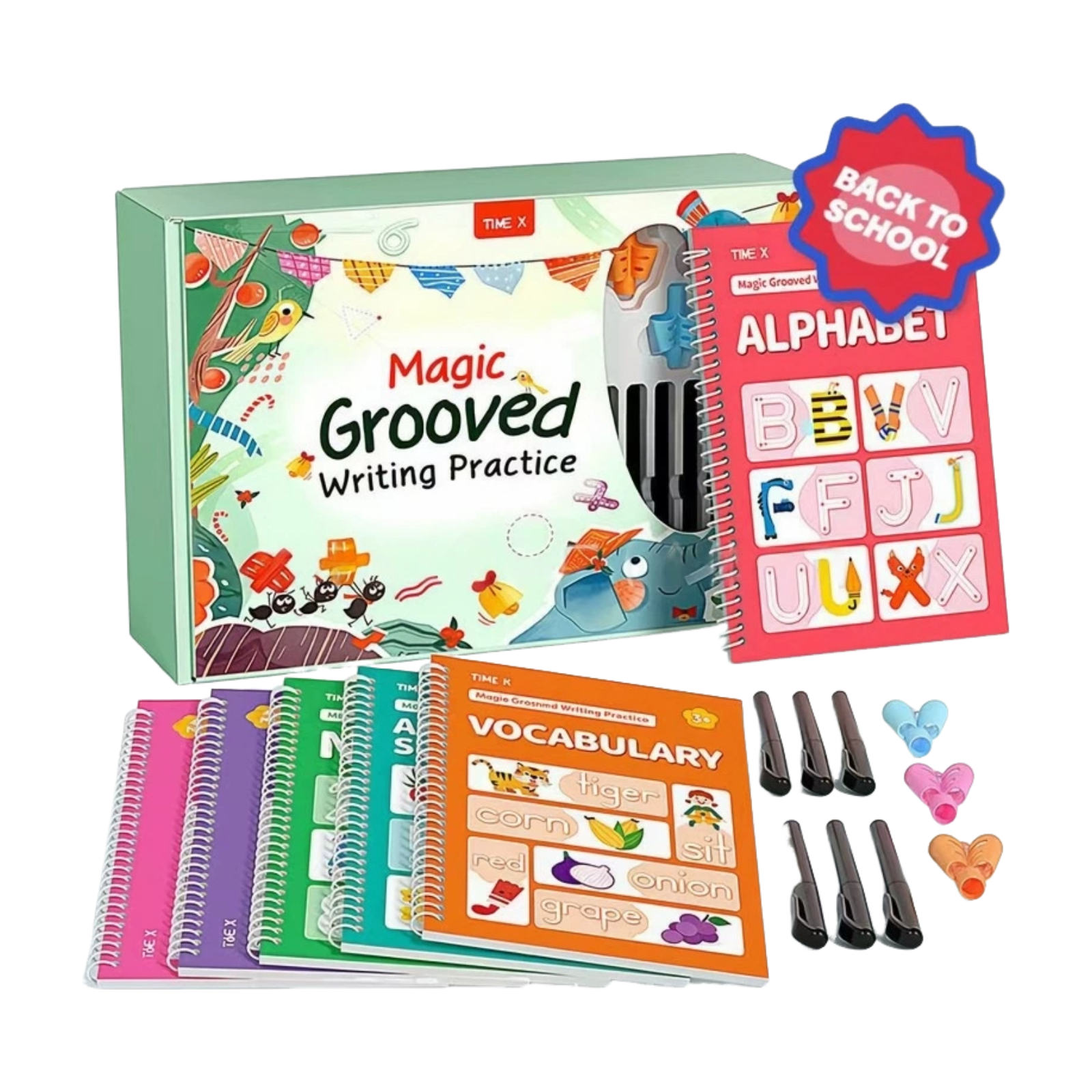 Magic Grooved Writing Practice Set, 6 Pcs Reusable Grooved Writing Book ...