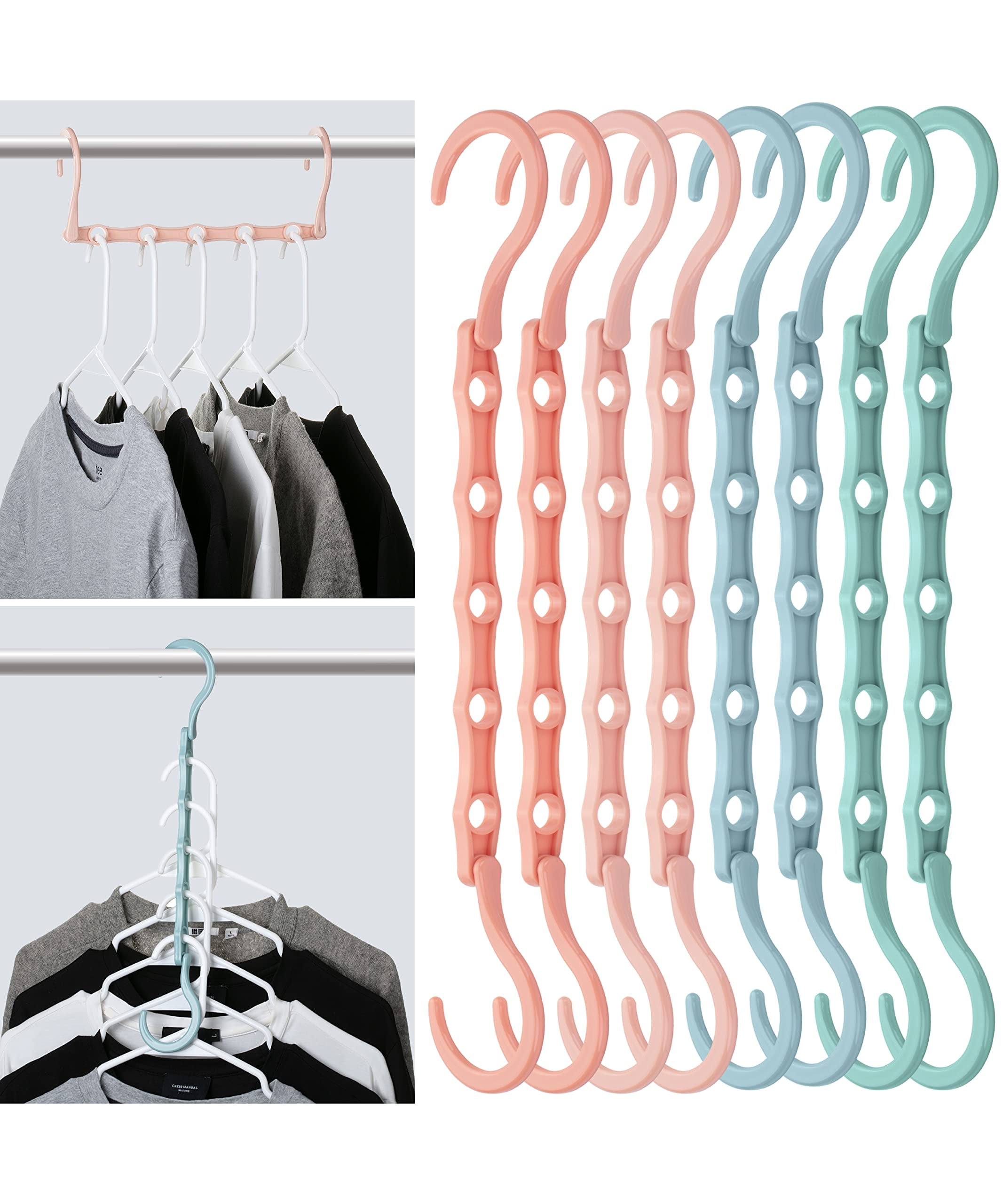 Magic Hangers 8 Pack Space Saving Closet Organizer for Clothes, Boho ...