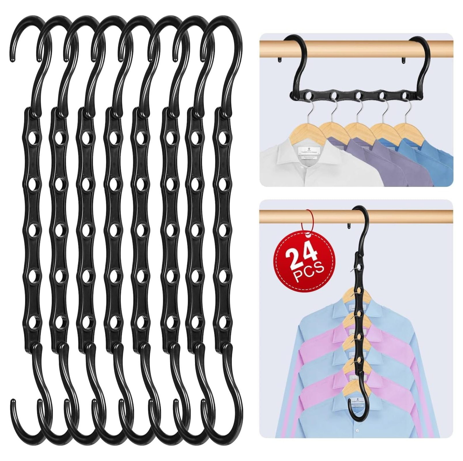 Magic Hangers Space Saving 24 Pack, Multifunction Closet Clothes Hanger ...