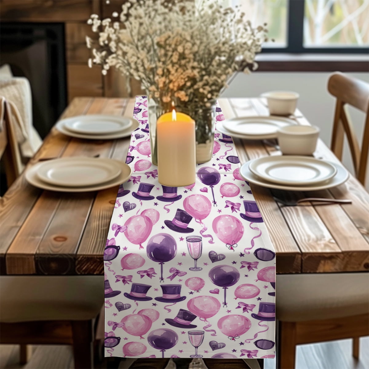 Magic Hat Balloon Glasses Glass Table Runners Dresser Table r Reusable ...