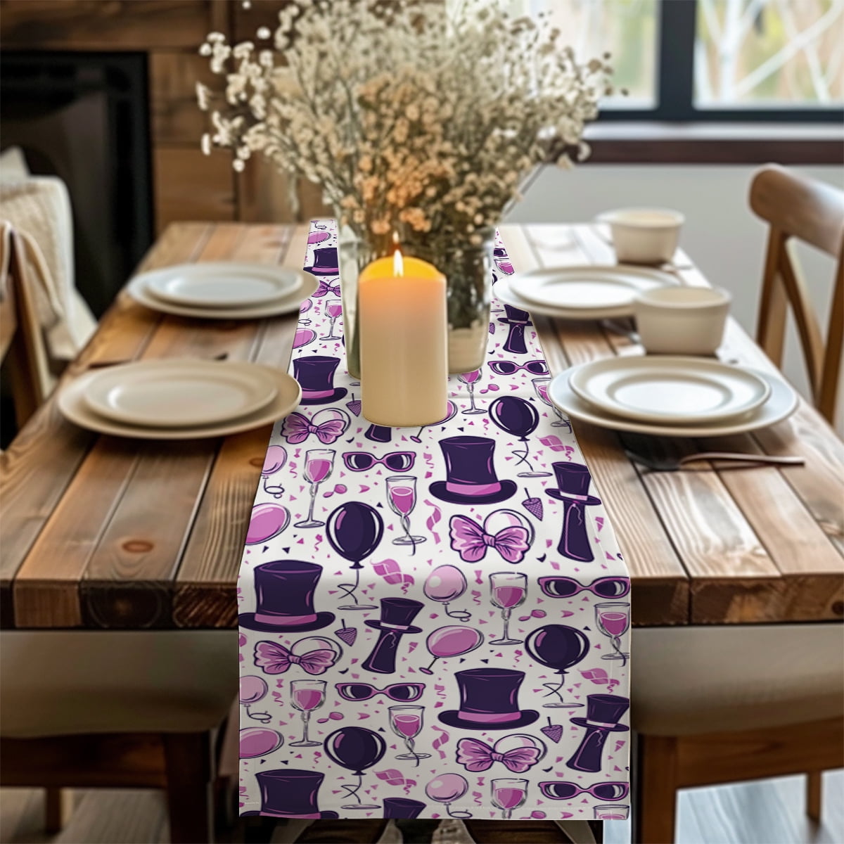 Magic Hat Balloon Glasses Glass Table Runners Dresser Table r Reusable ...