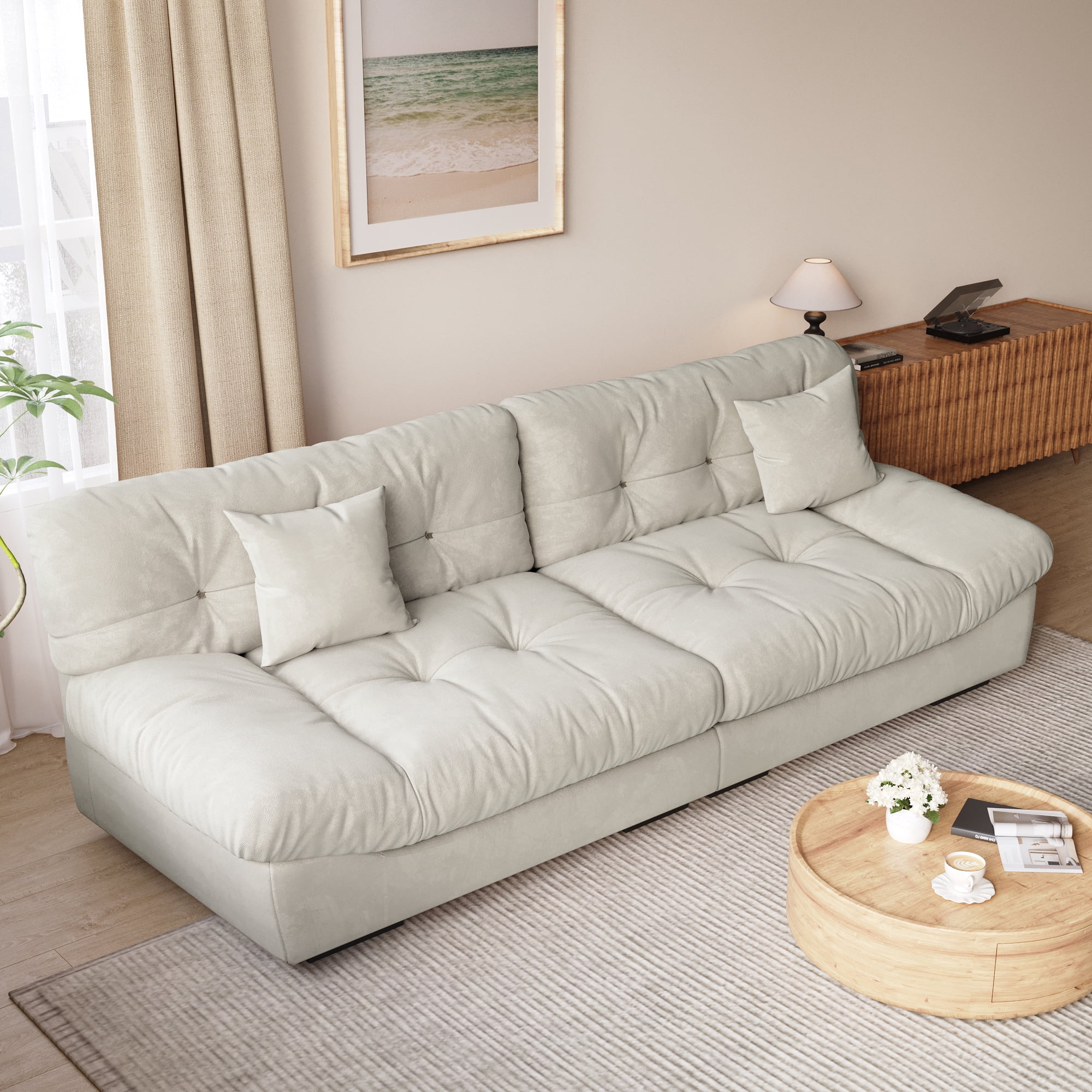 Magic Home 105" Cloud Sofa,Modern Velvet Couch,3-Seat Sofa for Living ...
