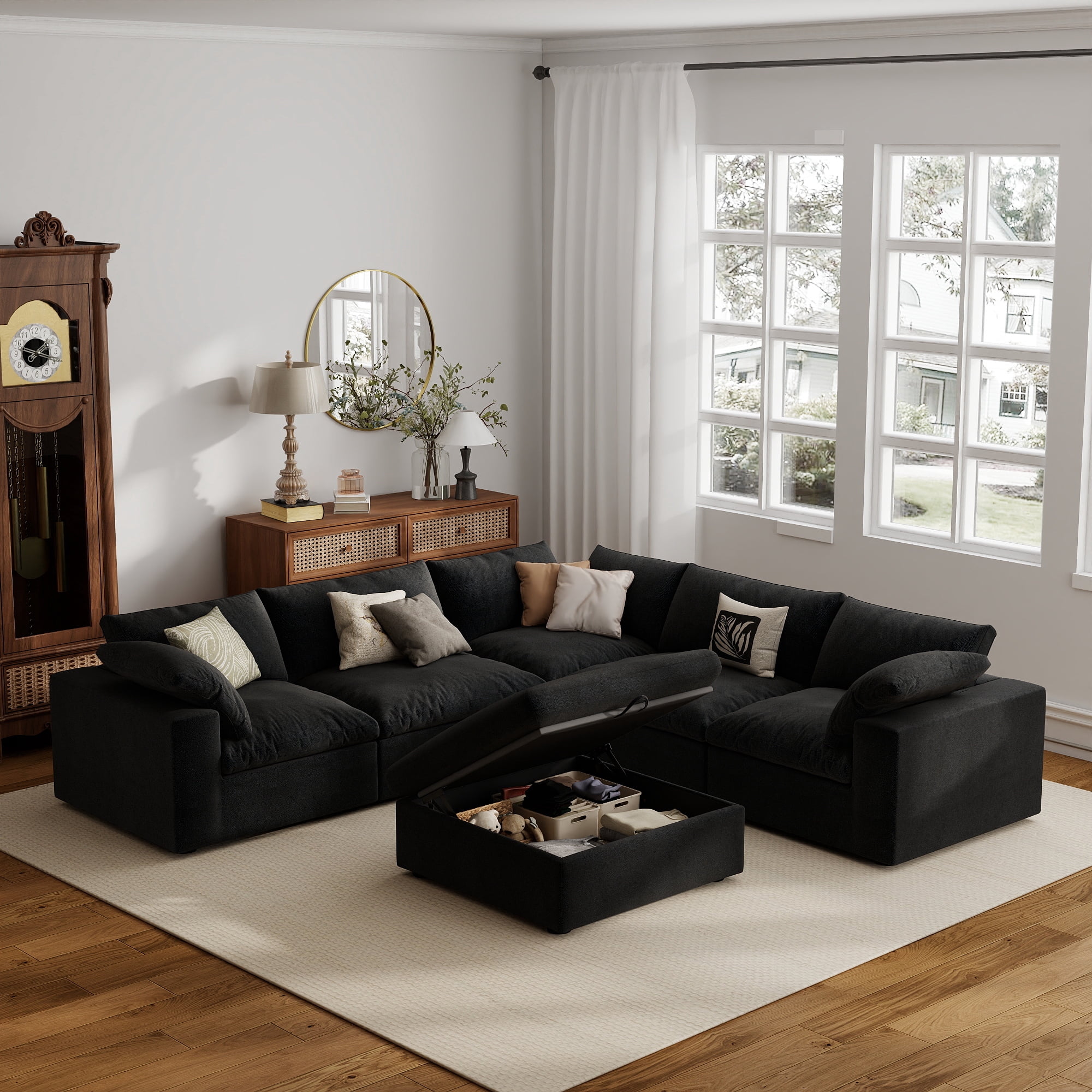 The Magic Home 118" Sofa Couch, Cloud Modular Sectional Sofa with ...