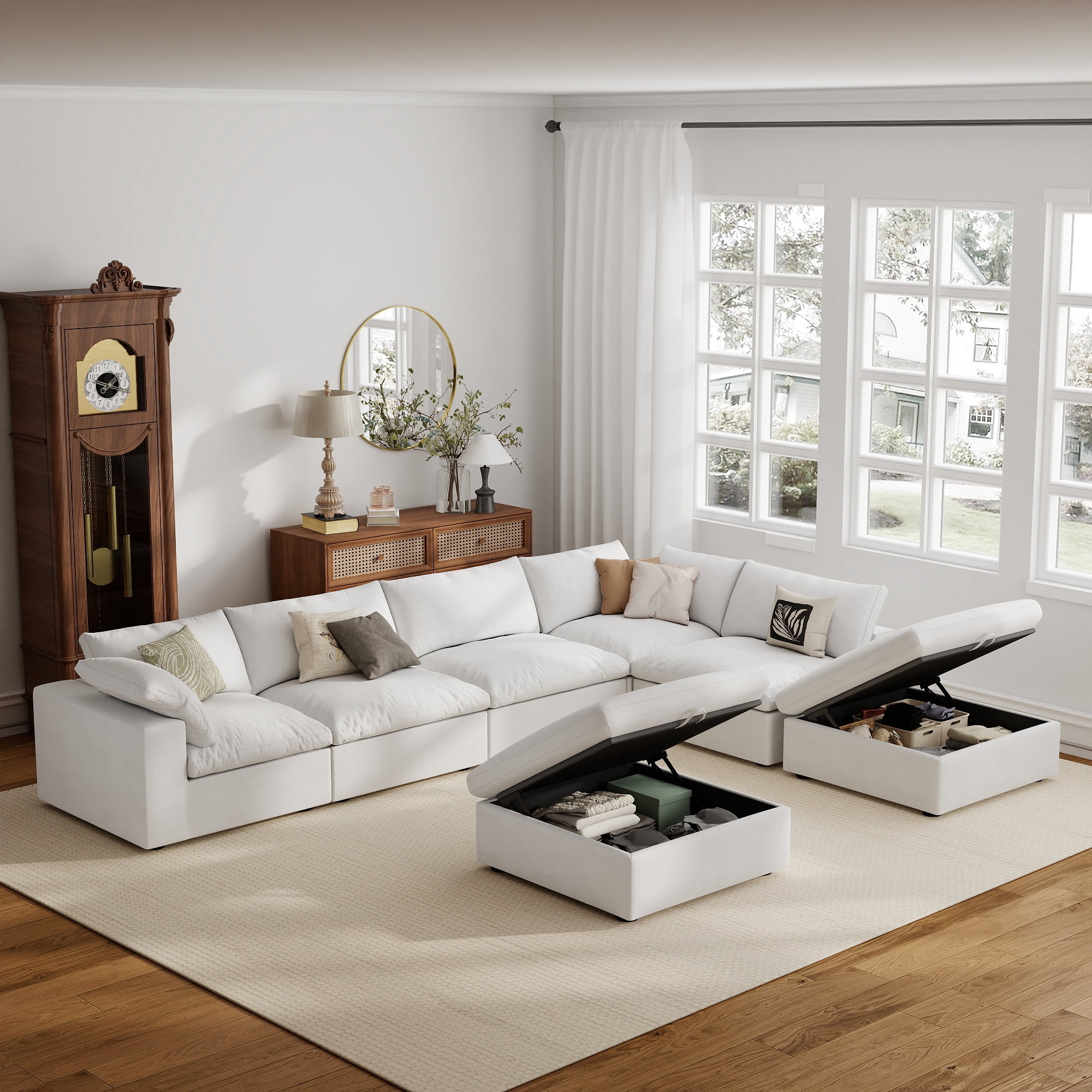 The Magic Home 157" Sofa Couch, Cloud Modular Sectional Sofa with ...